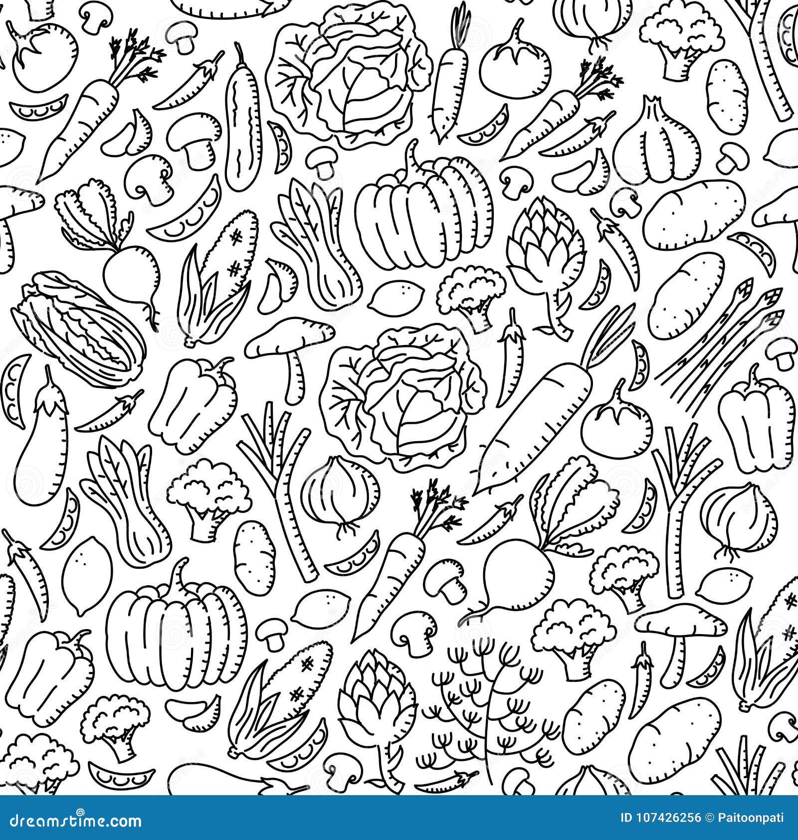 Vegetable Pattern Background Stationary Kids Hand Drawing Set ...