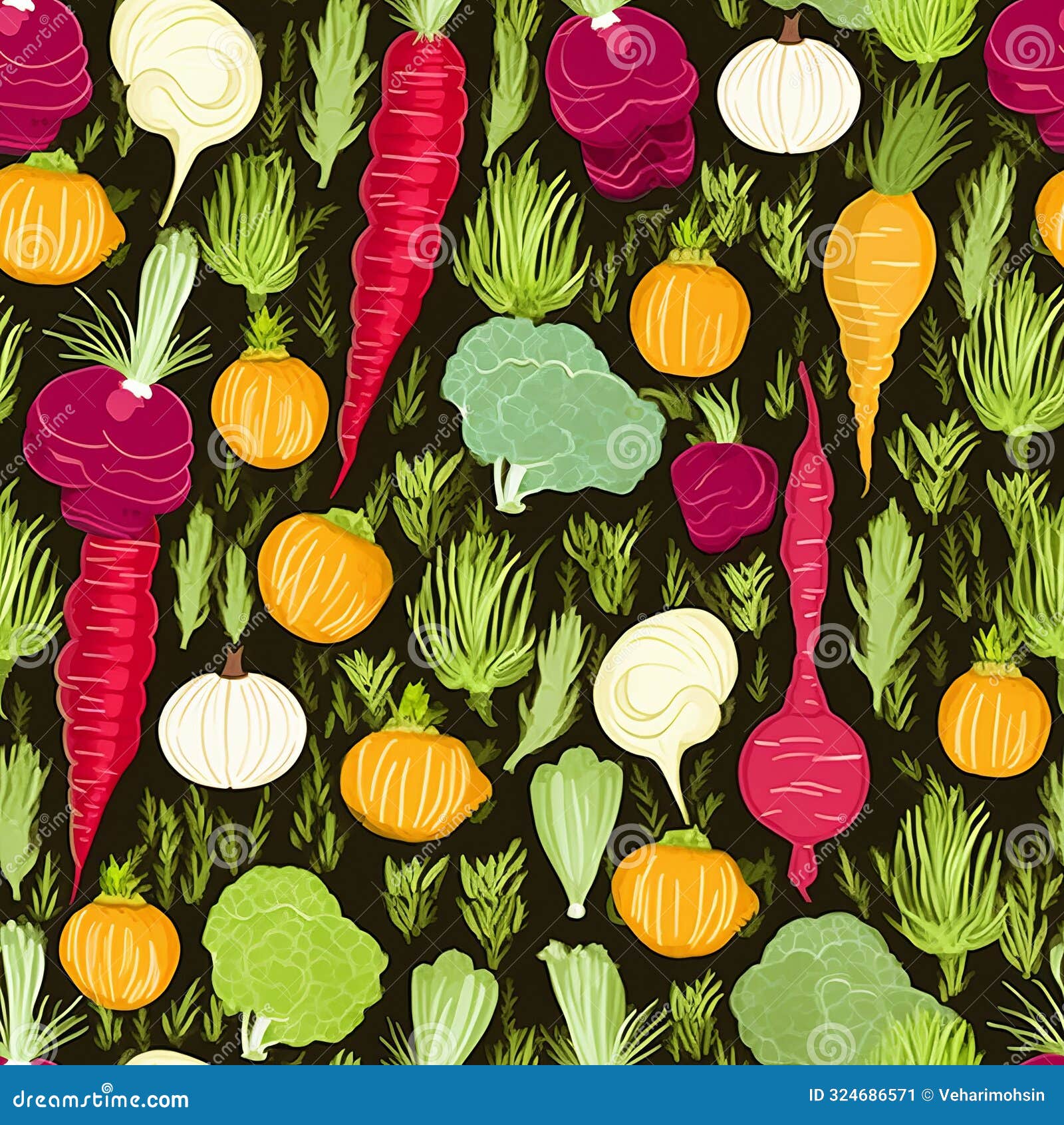 Vegetable Pattern - Colorful Veggies Forming a Seamless Pattern Stock ...
