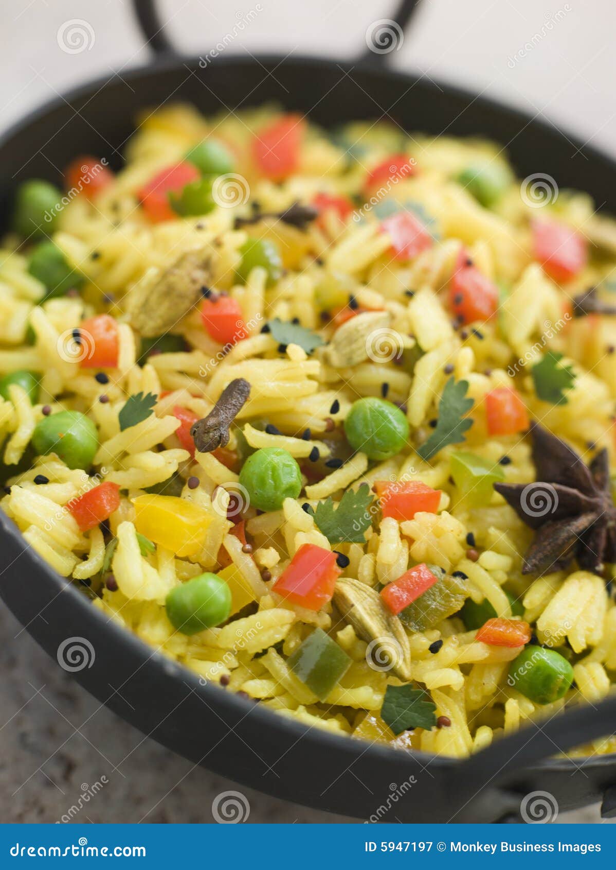 Vegetable Pilau Rice in a Balti Dish Stock Image - Image of foods, meal ...