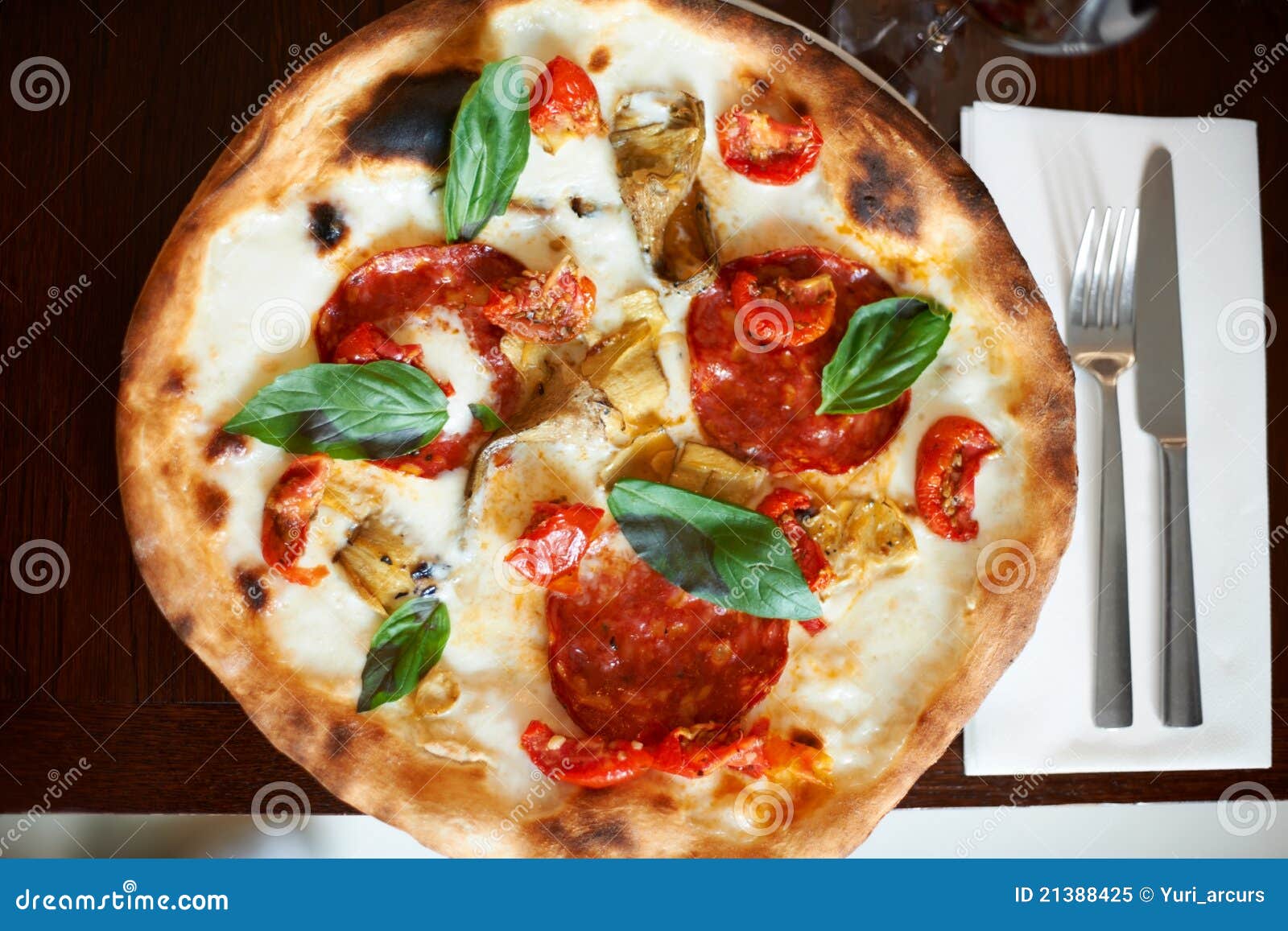 Vegetable Pizza on a Restaurant Table Stock Image - Image of delicious ...