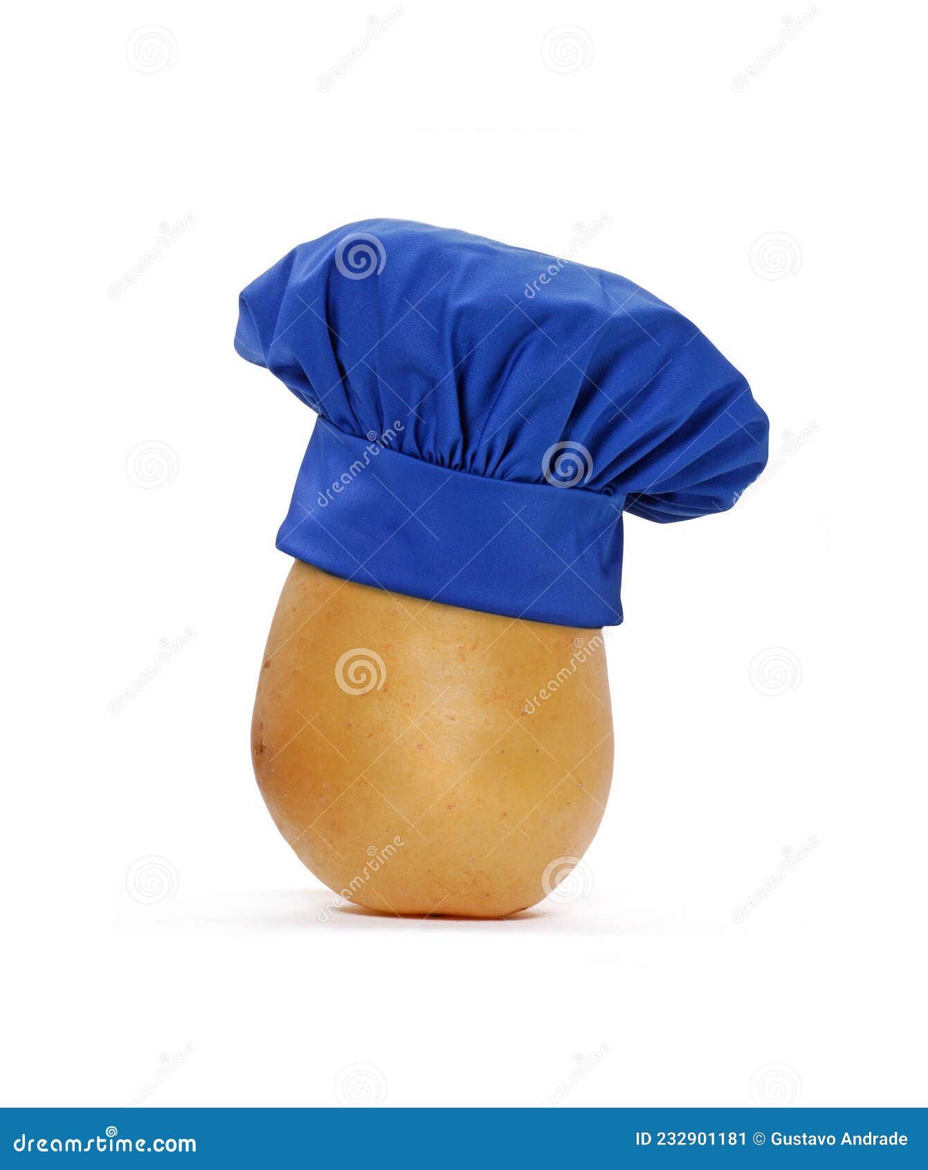 Vegetable Potato with Blue Chef Cap. Stock Image - Image of isolated ...