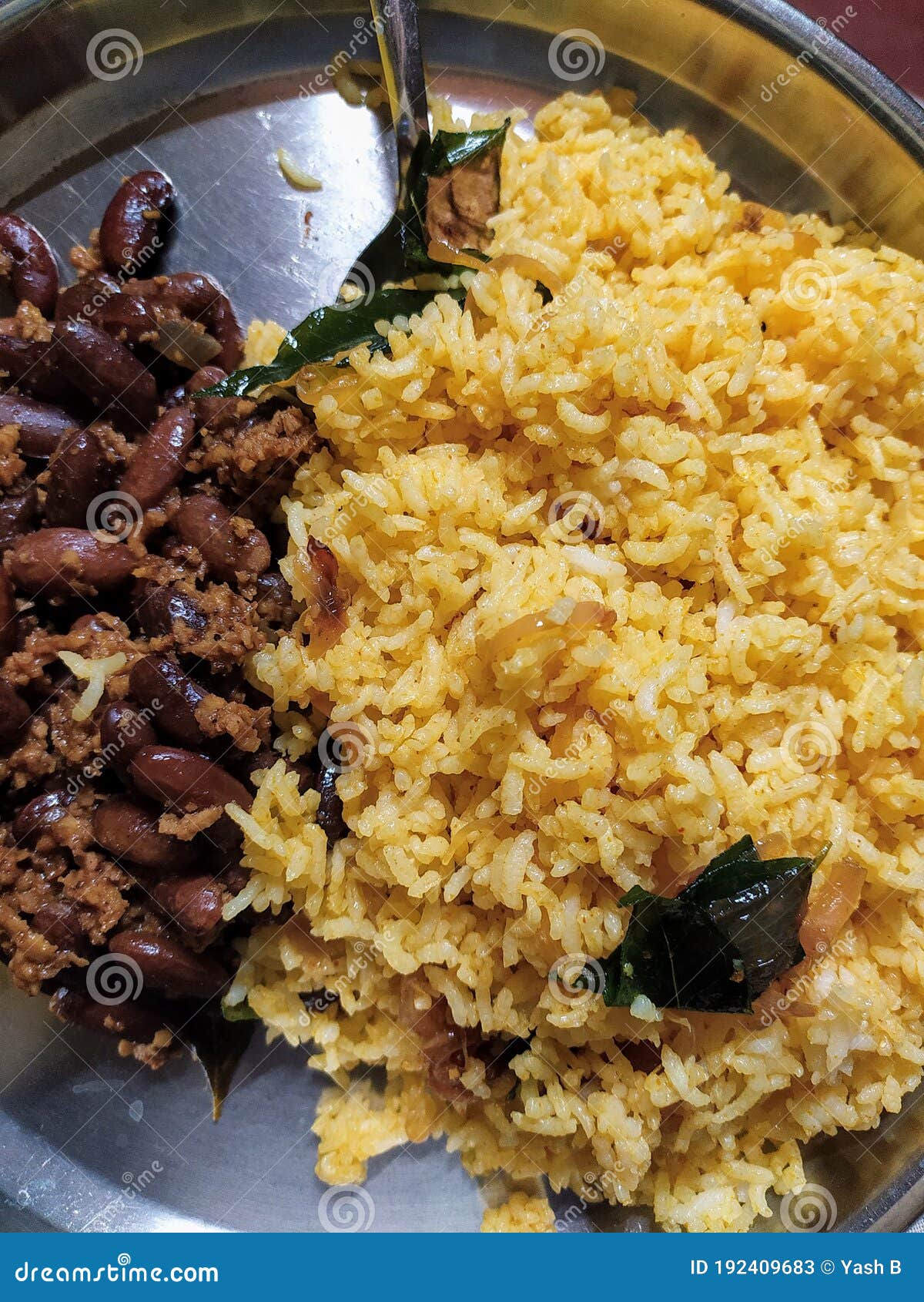 Vegetable Pulao Rice with Rajma Masala, Indian Home Made Pulao Stock ...