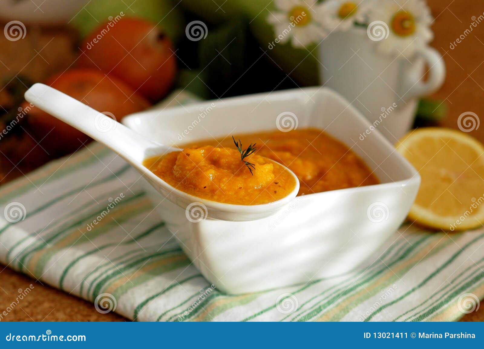 Vegetable puree stock image. Image of white, spoon, onion - 13021411