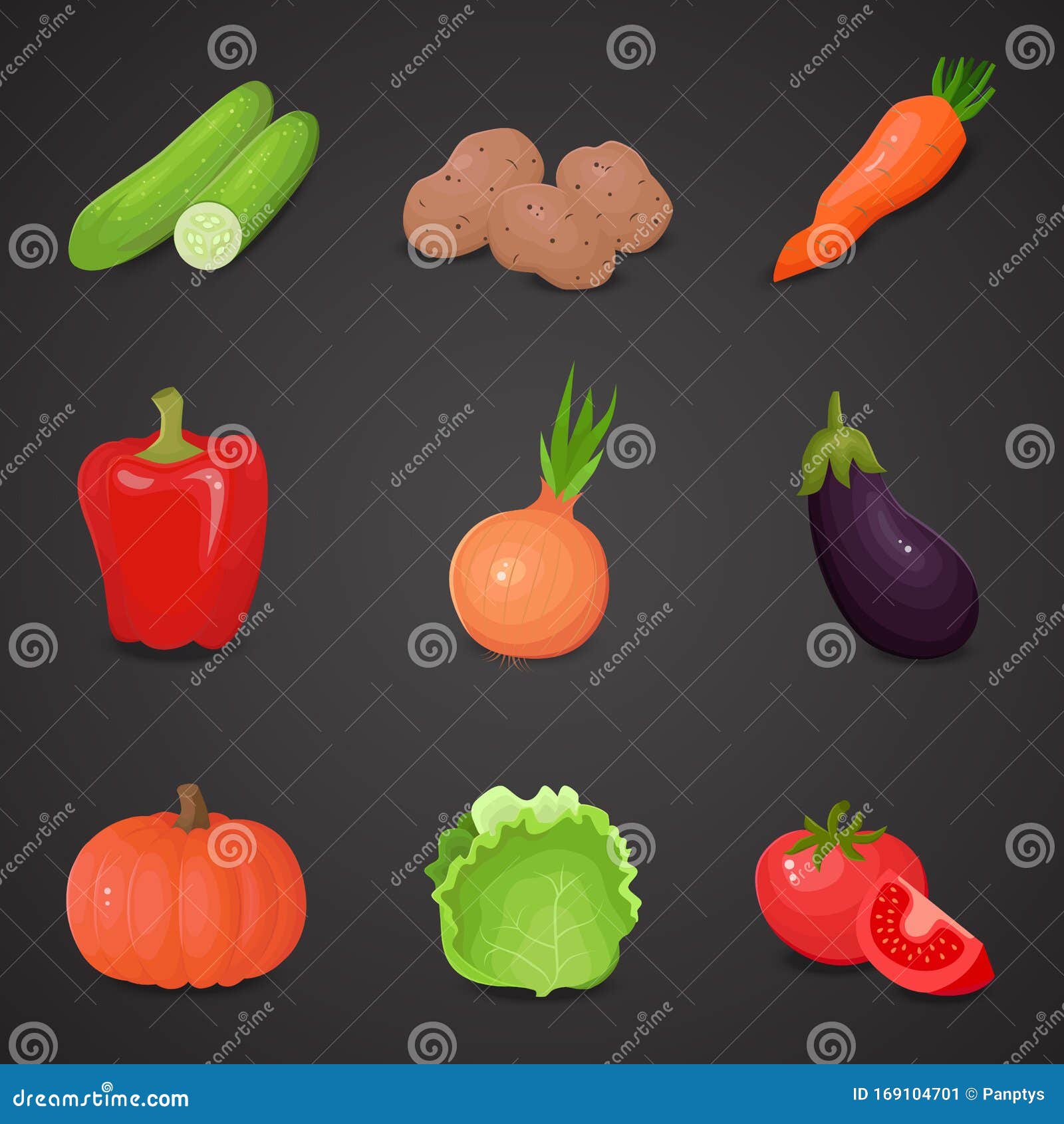 Vegetable Realistic Vector Icon Set. Stock Vector - Illustration of ...