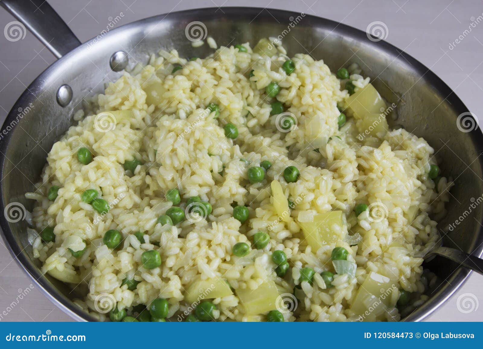 Vegetable Risotto with Saffron and Green Peas Stock Image - Image of ...