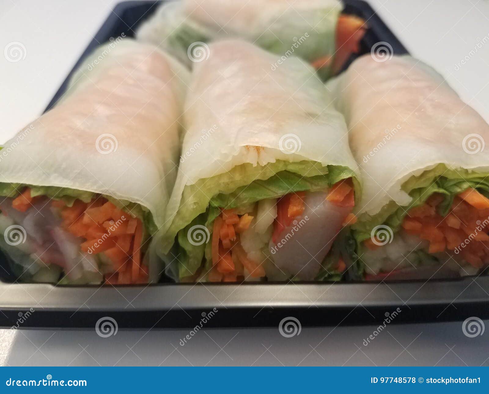 Vegetable Rolls with Rice Paper and Carrots Stock Photo - Image of ...