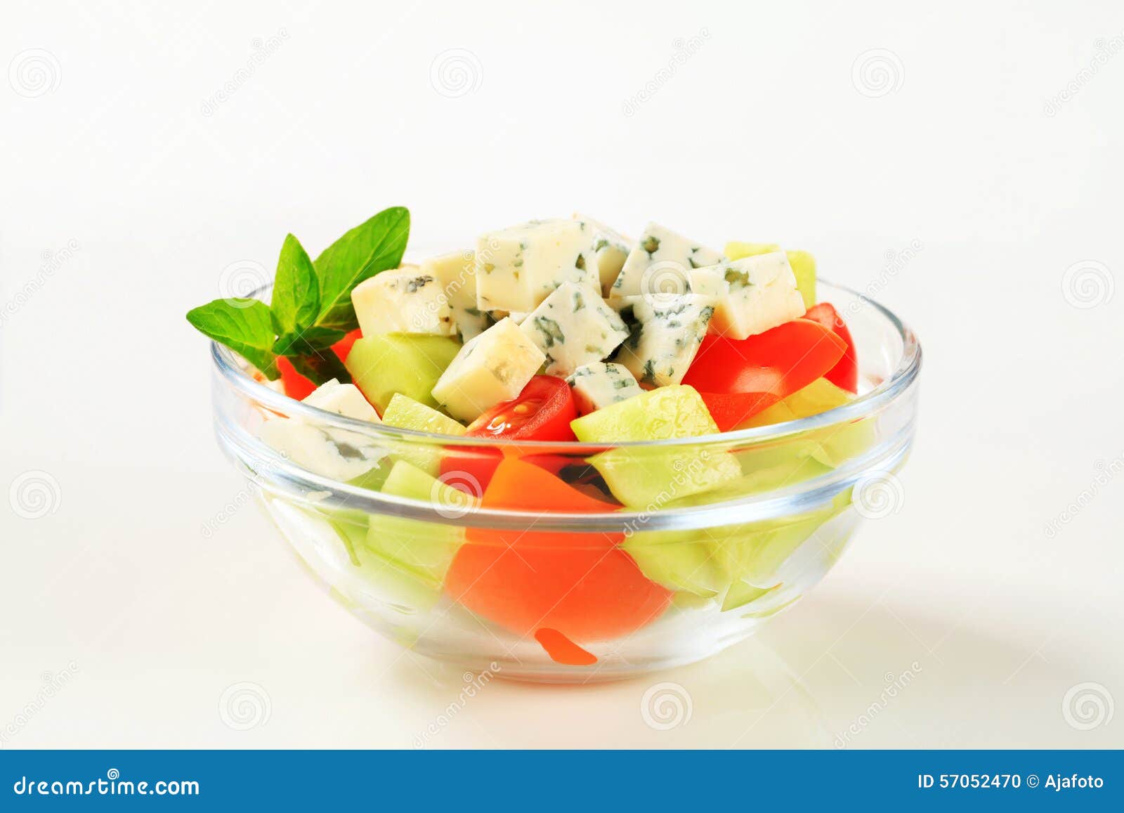 Vegetable Salad with Blue Cheese Stock Photo - Image of pepper, shot ...