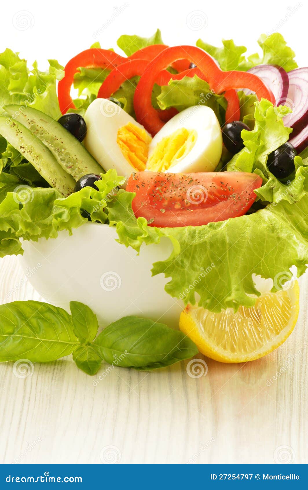 Vegetable Salad Bowl on Kitchen Table Stock Image - Image of taste ...
