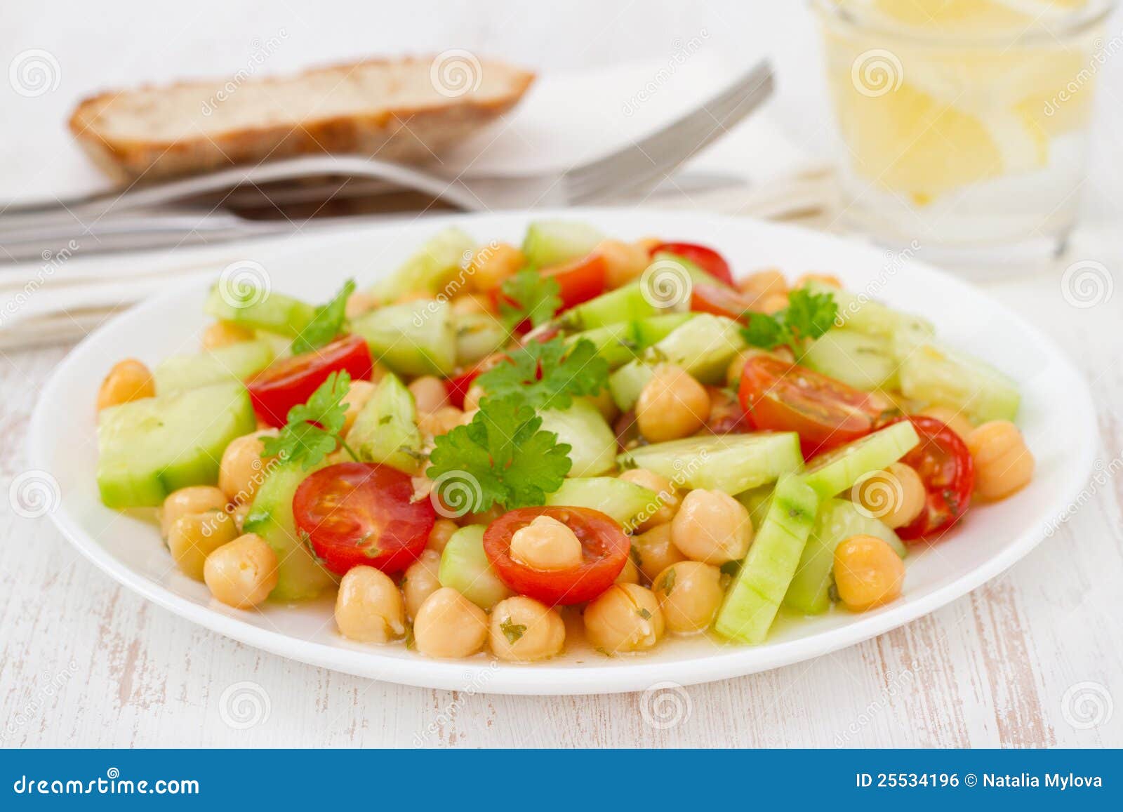 Vegetable Salad with Chick-pea Stock Photo - Image of boiled, cherry ...