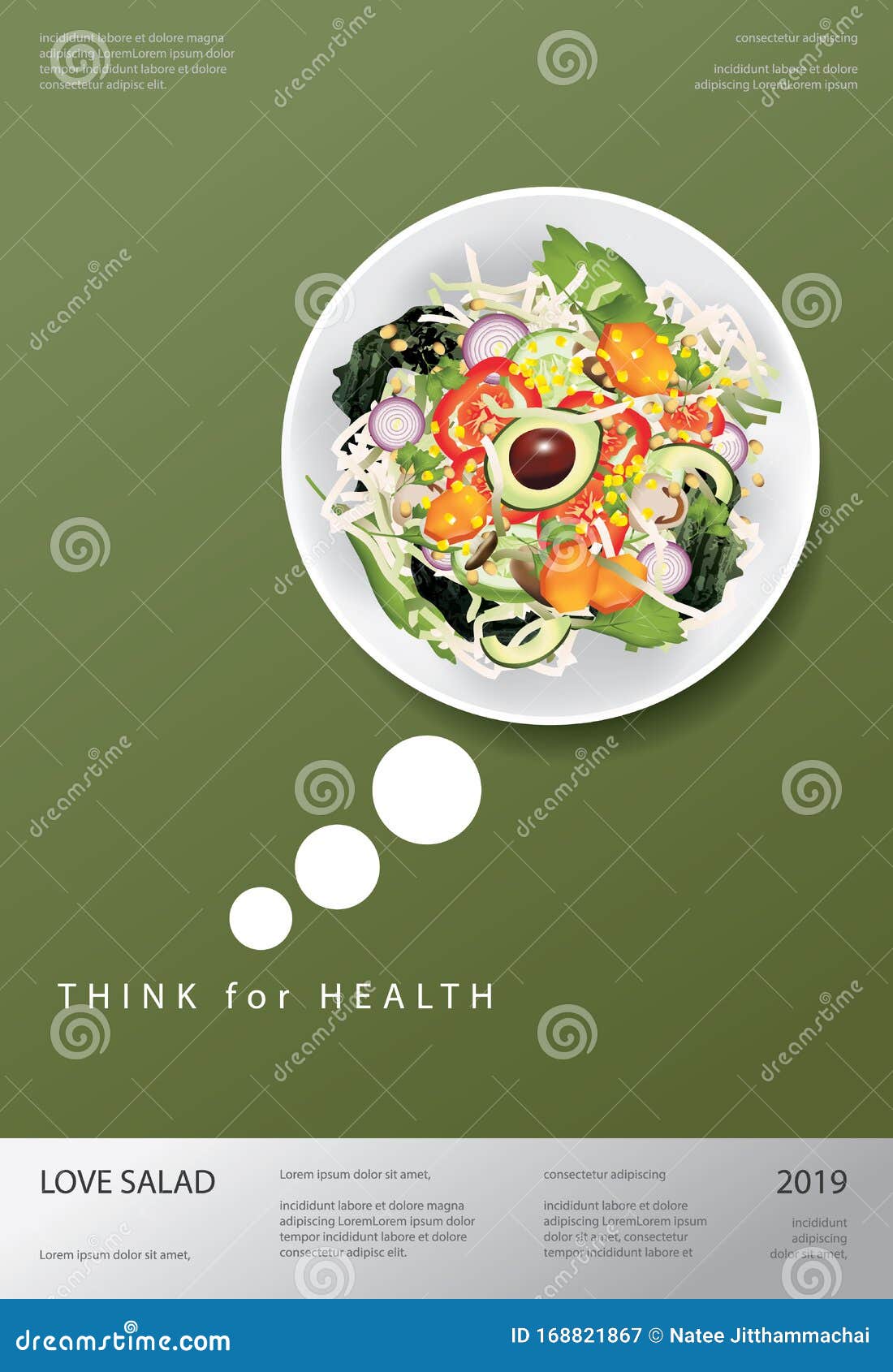 Vegetable Salad Food, Apple and Bread Poster Design Stock Vector ...