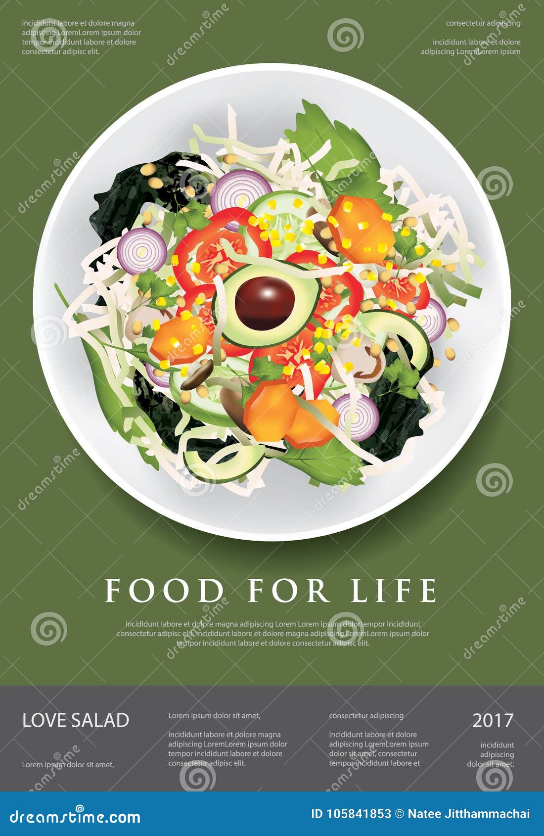 Vegetable Salad Food Poster Design Stock Vector - Illustration of fresh ...