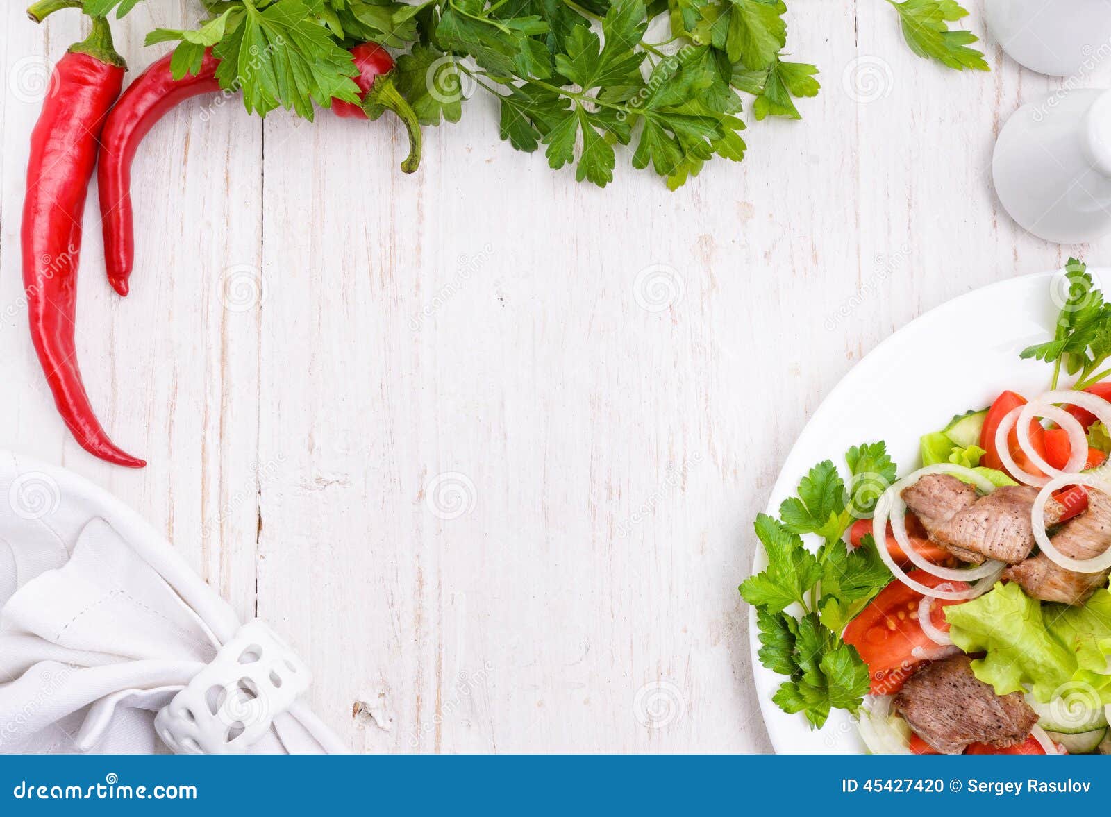 Vegetable Salad with Meat. Frame. Stock Photo - Image of nutrition ...