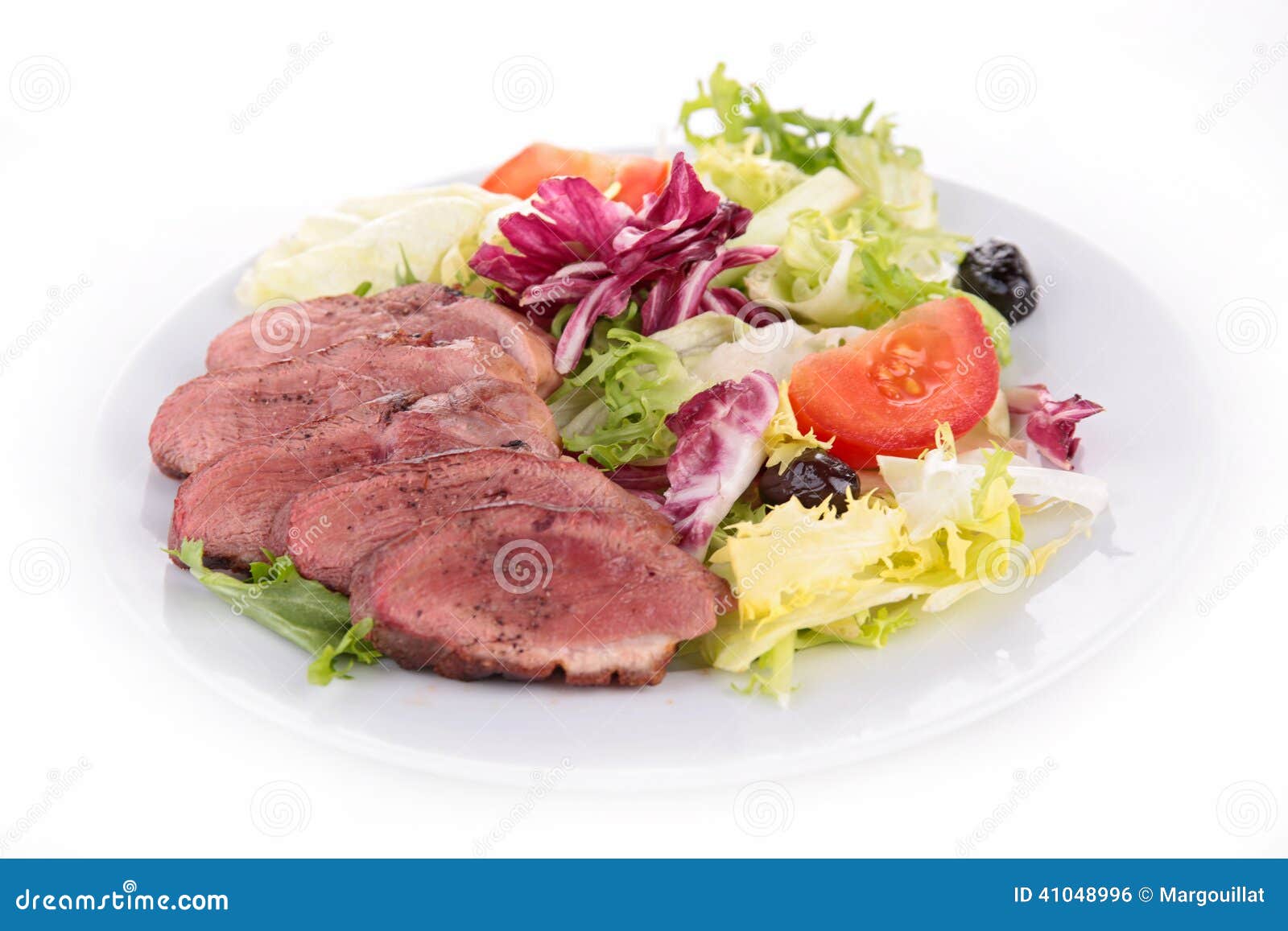 Vegetable Salad and Red Meat Stock Photo - Image of beef, meat: 41048996