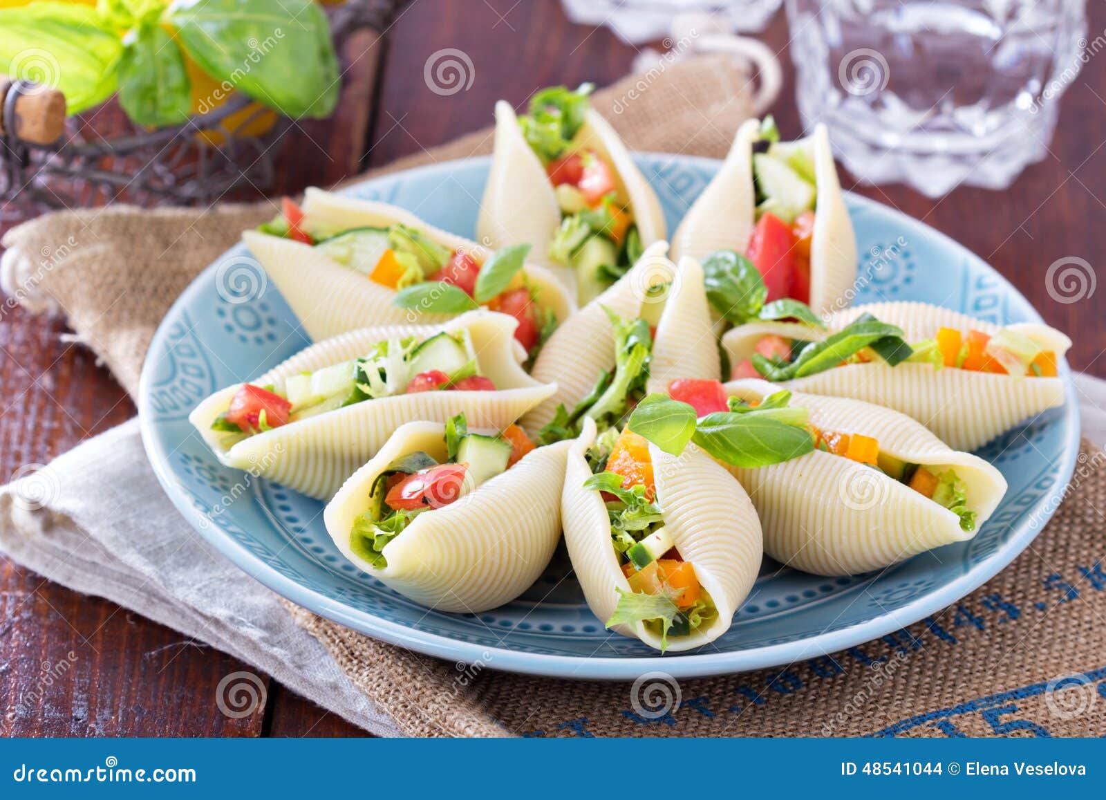 Vegetable Salad Served in Pasta Shells Stock Photo - Image of diet ...