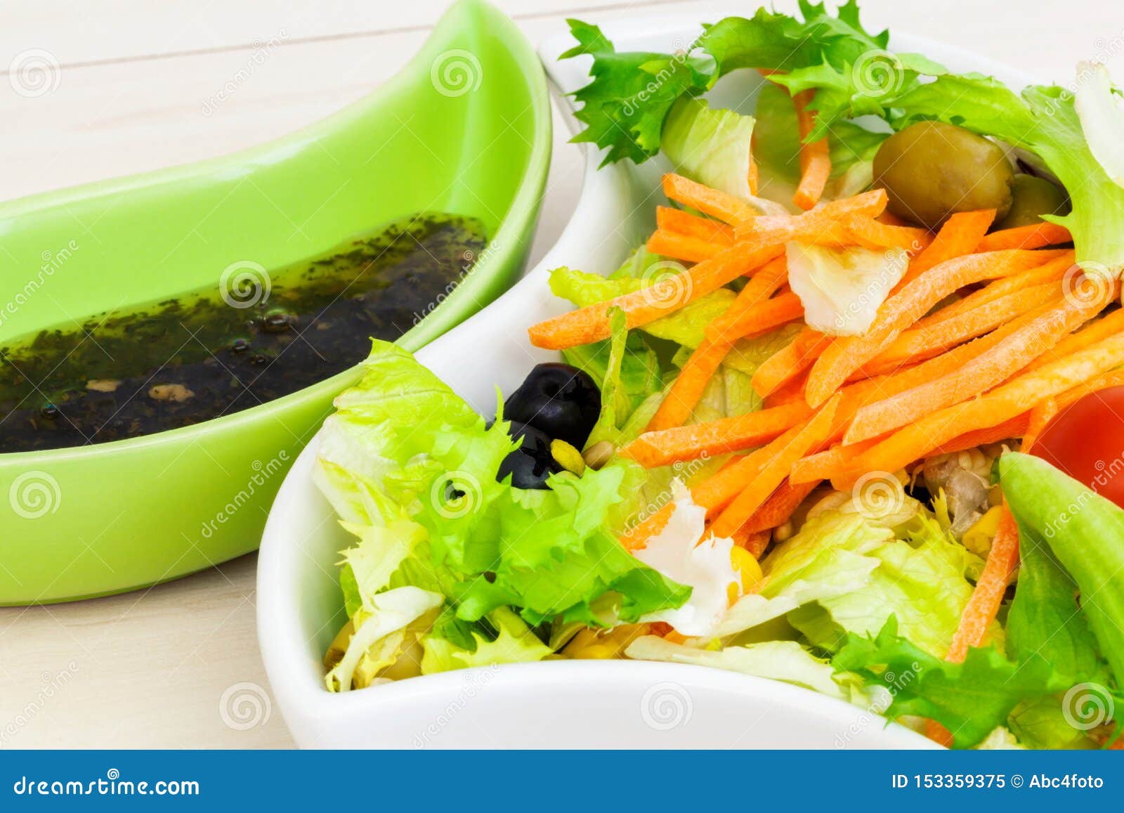Vegetable Salads with Sauce on Table Stock Image - Image of bakery ...