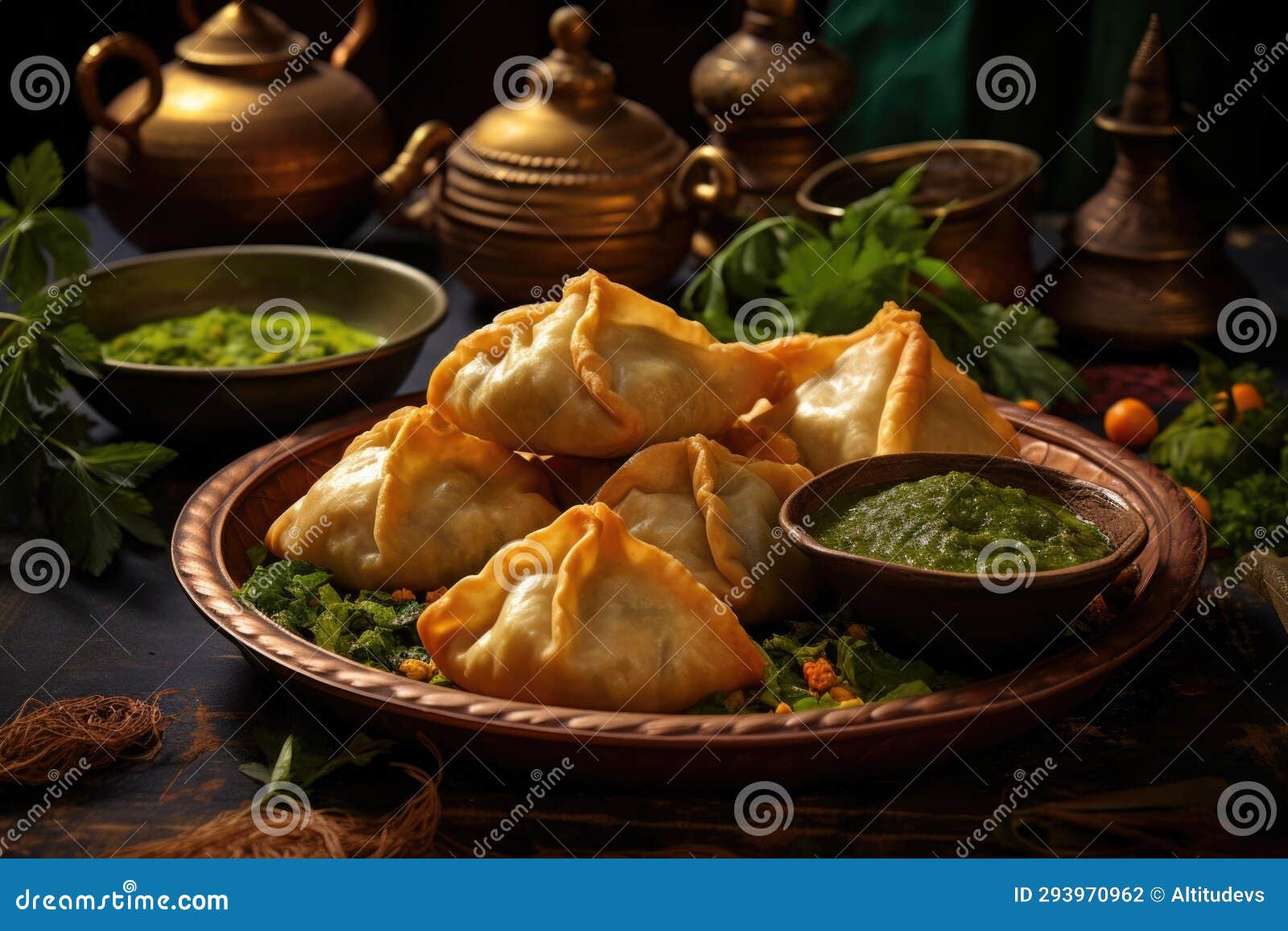 Vegetable Samosa Served on a Terracotta Platter Stock Photo - Image of ...