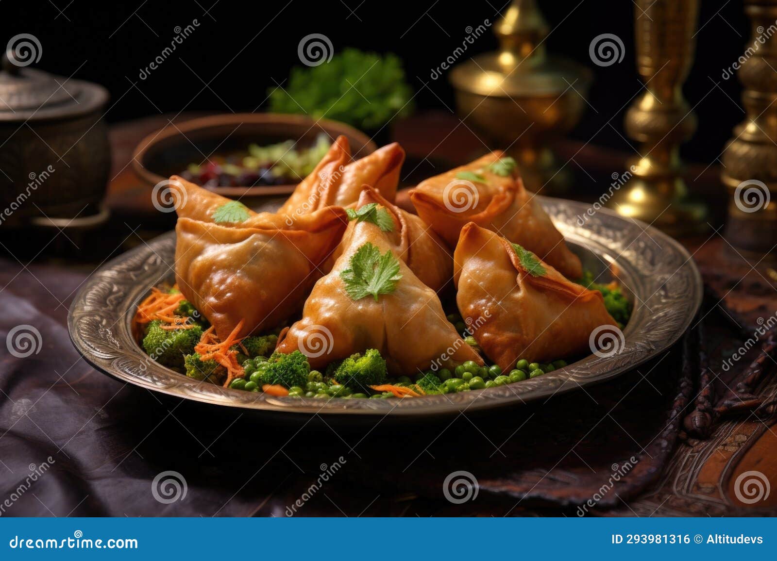 Vegetable Samosa Served on a Terracotta Platter Stock Photo - Image of ...