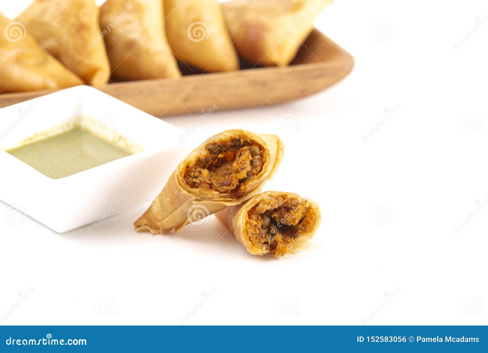 Vegetable Samosas on a White Background Stock Photo - Image of curry ...