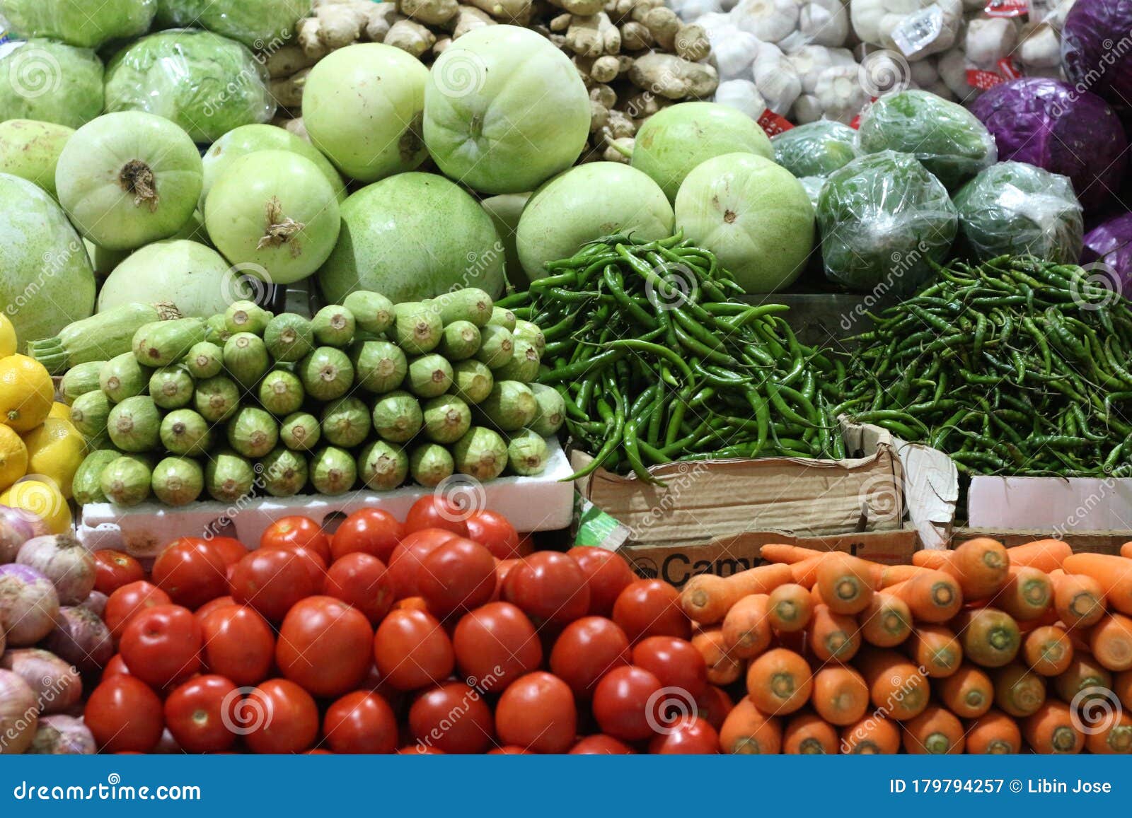 Fresh Vegetable for Sell in a Market Stall Stock Image - Image of color ...