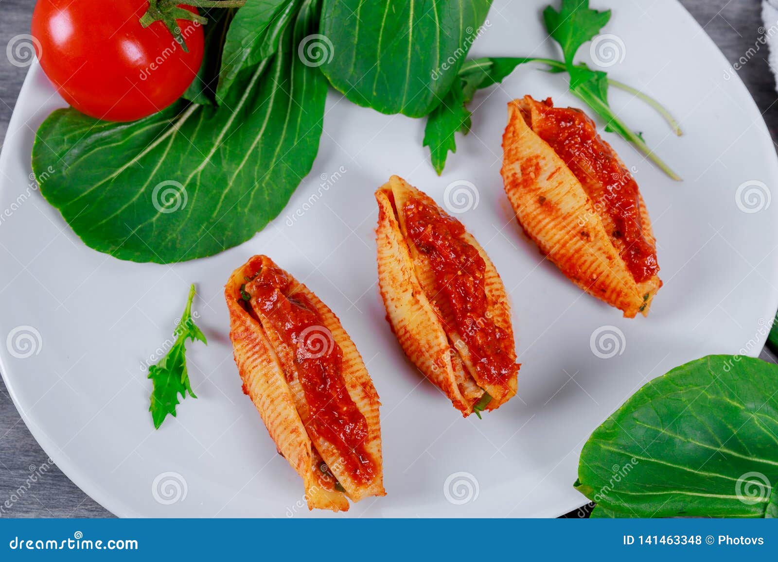 Vegetable Served in Jumbo Pasta Shells Stock Photo - Image of lunch ...