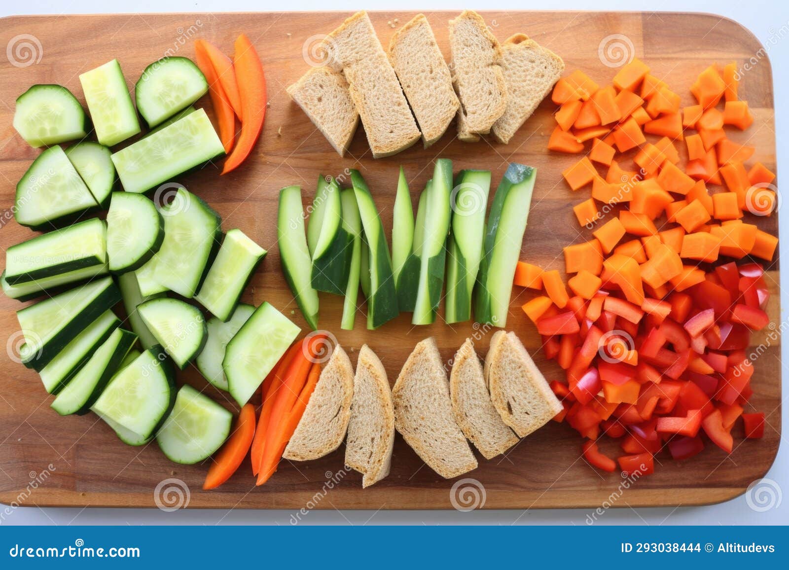 Vegetable Shapes Cut into Pieces of Whole Wheat Bread Stock Photo ...