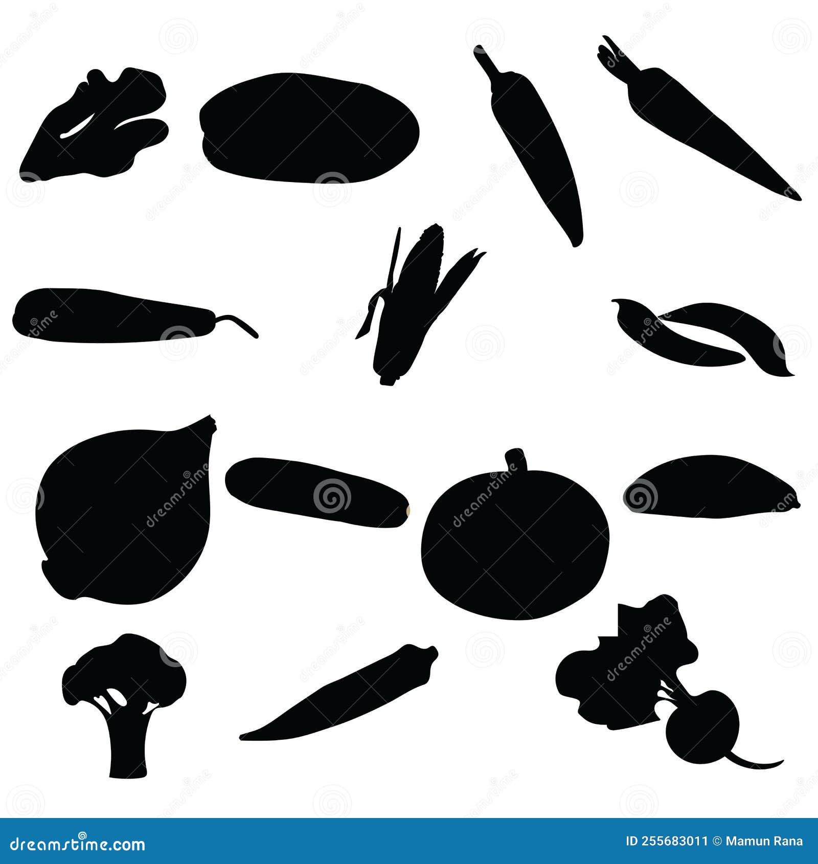 Vegetable Silhouette Art Work. Stock Vector - Illustration of drawing ...