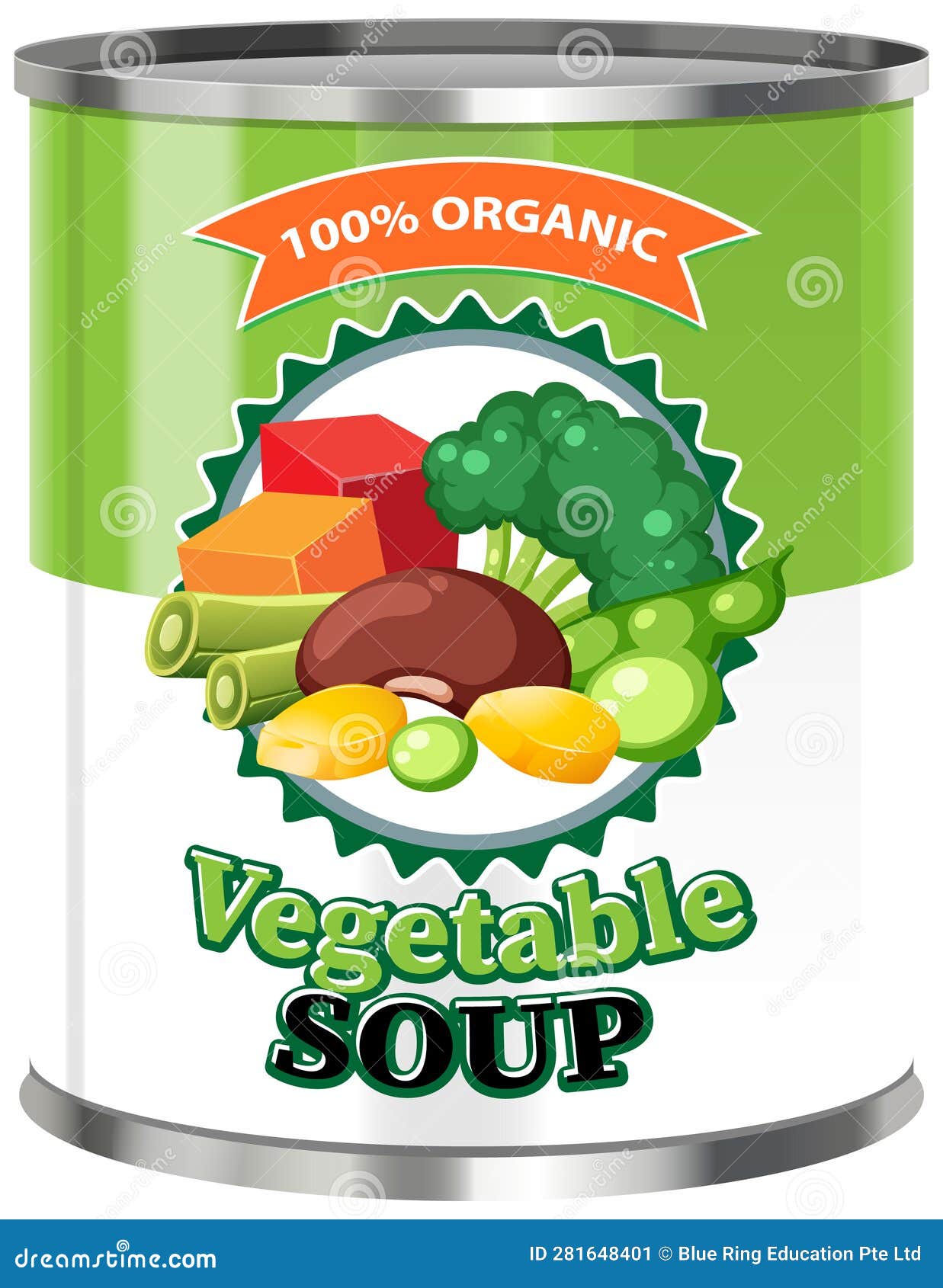 Vegetable Soup in Food Can Vector Stock Vector - Illustration of ...