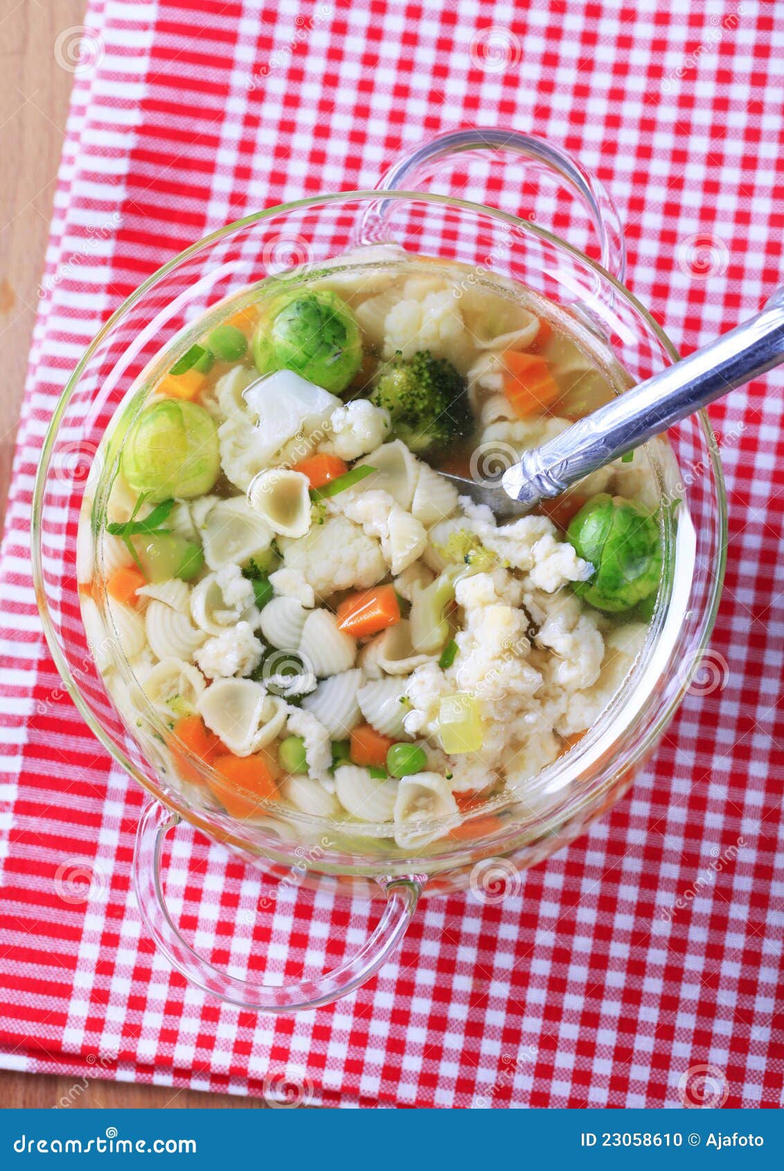 Vegetable Soup with Pasta Shells Stock Photo - Image of shells, soup ...