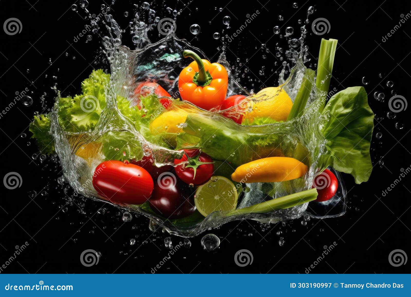 Vegetable Splashing into Clear Water Vegetables Splashing into Clear ...