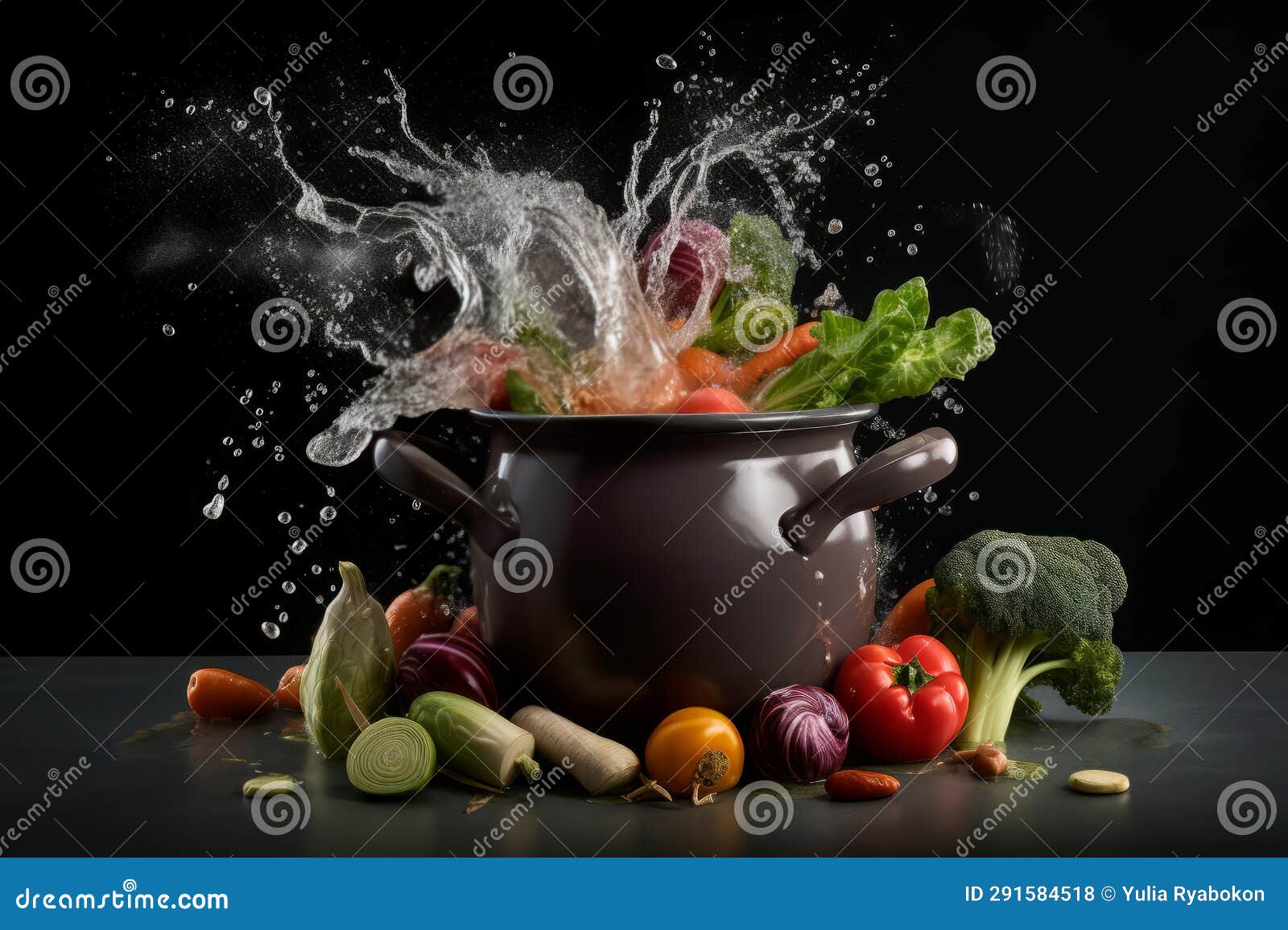 Vegetable Split Pot Vegetables. Generate Ai Stock Illustration ...