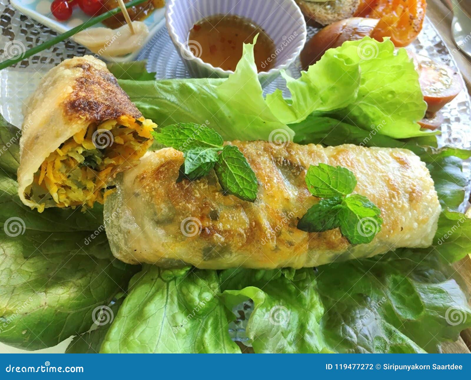 Vegetable Spring Roll, Tapas Stock Photo - Image of healthy, closeup ...