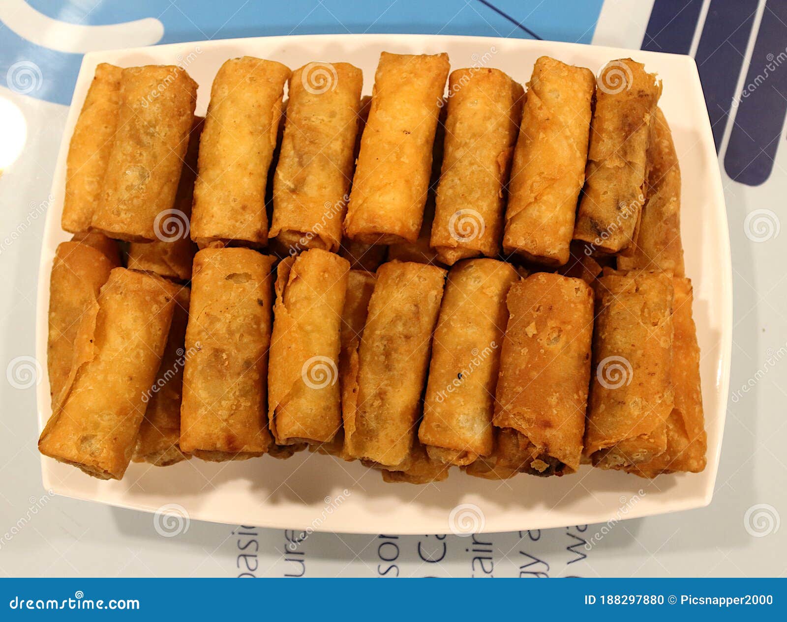 Vegetable Spring Rolls Arranged in a White Tray Stock Photo - Image of ...