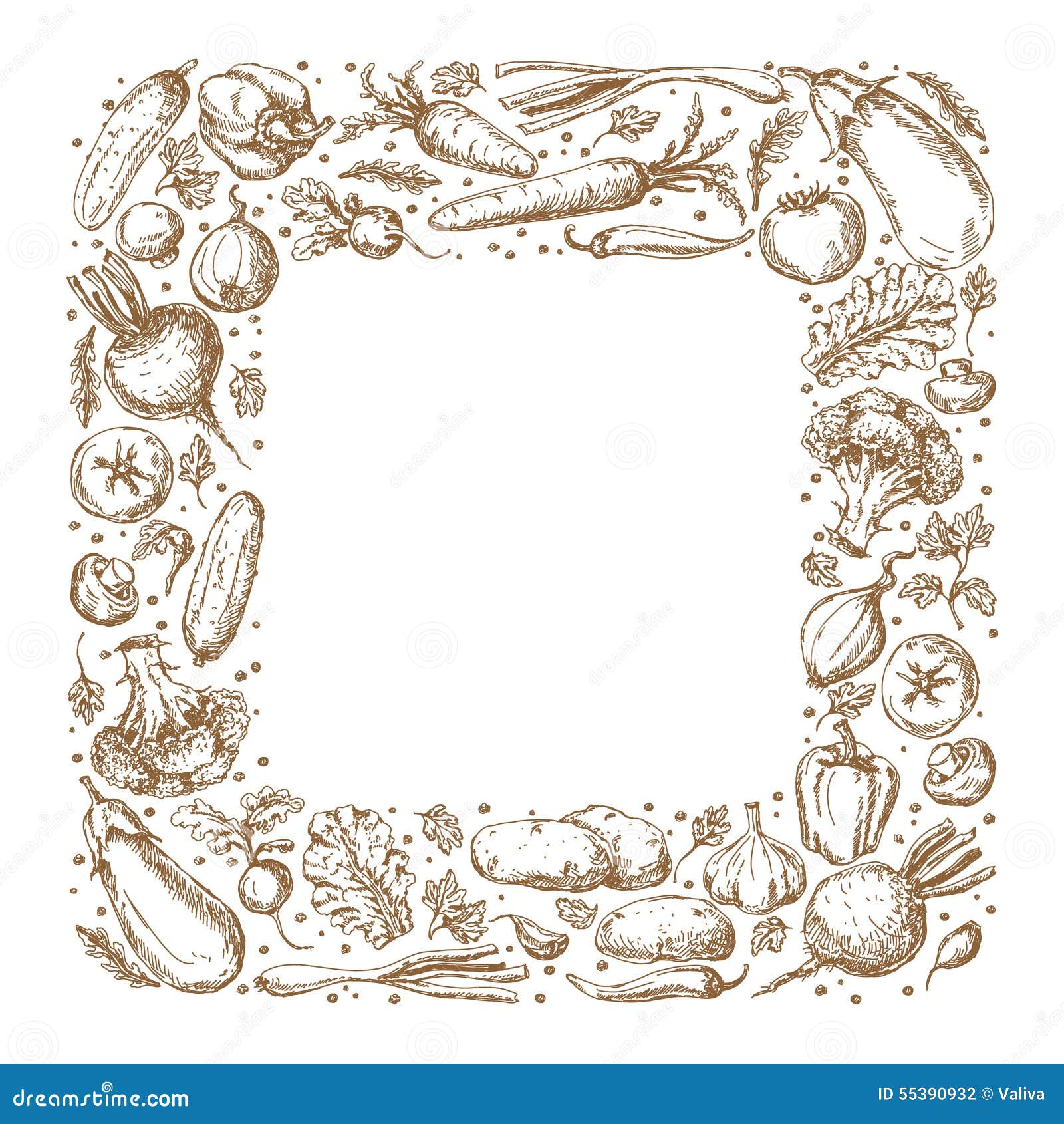 Vegetable Square Frame stock vector. Illustration of nutrition - 55390932