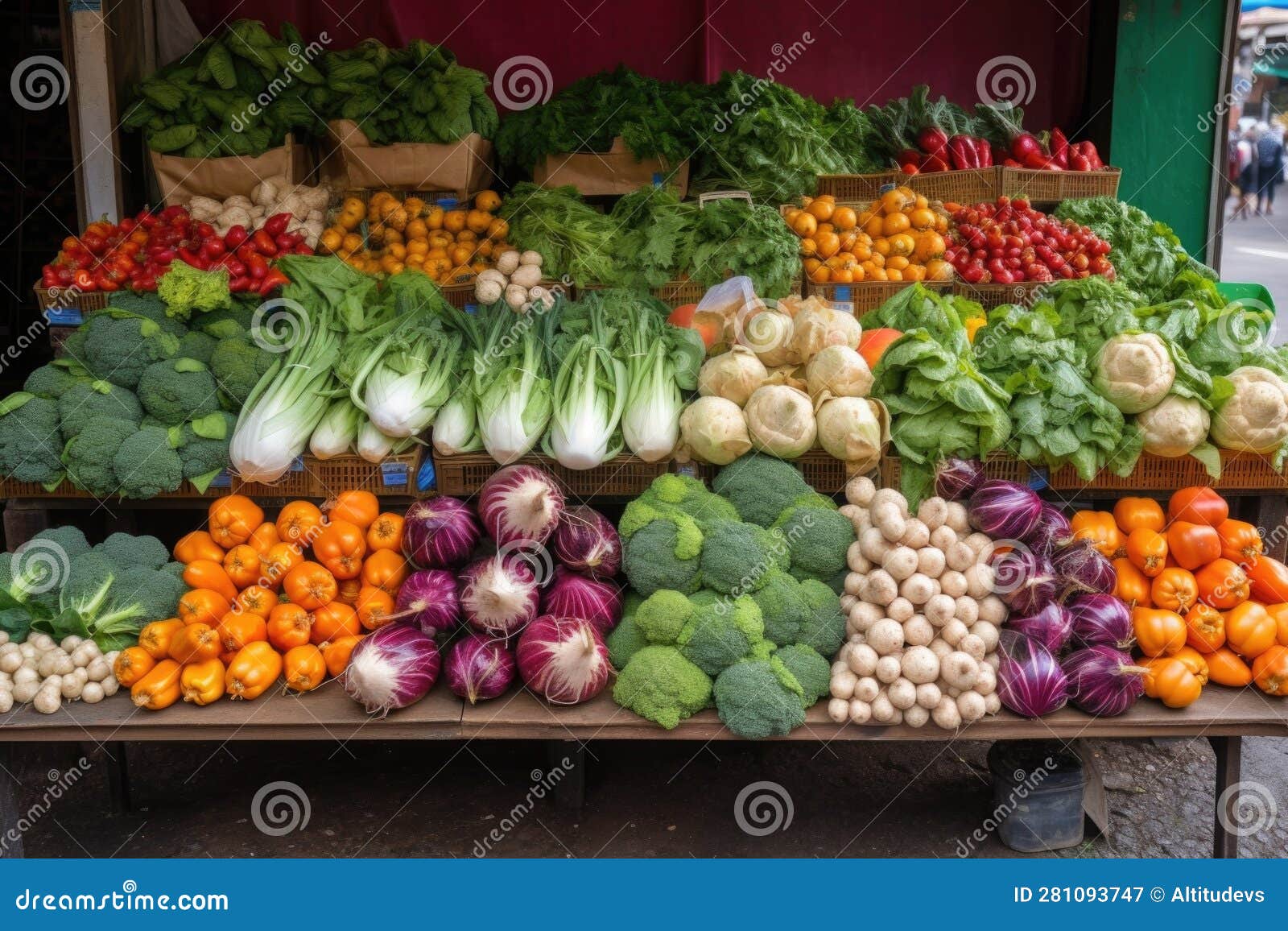 Vegetable Stand Filled with Fresh and Colorful Vegetables Stock ...