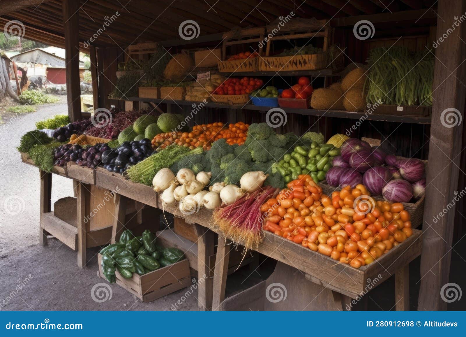 Vegetable Stand with Range of Colorful and Fresh Produce Stock ...