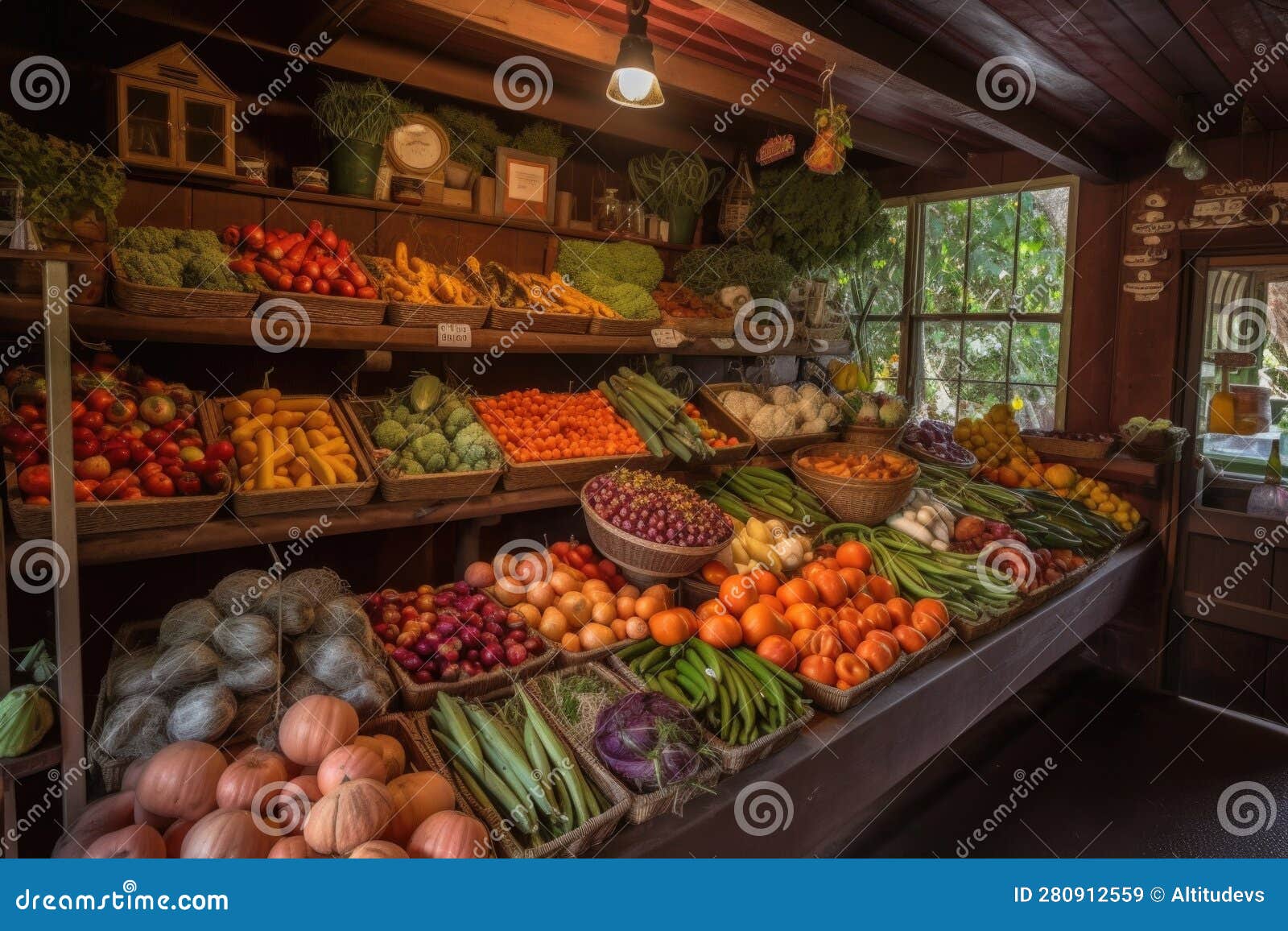 Vegetable Stand with Variety of Fruits and Vegetables on Display Stock ...