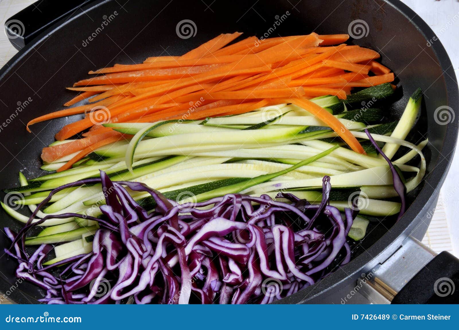 Vegetable Strips in Fry Pan Stock Image - Image of root, stir: 7426489