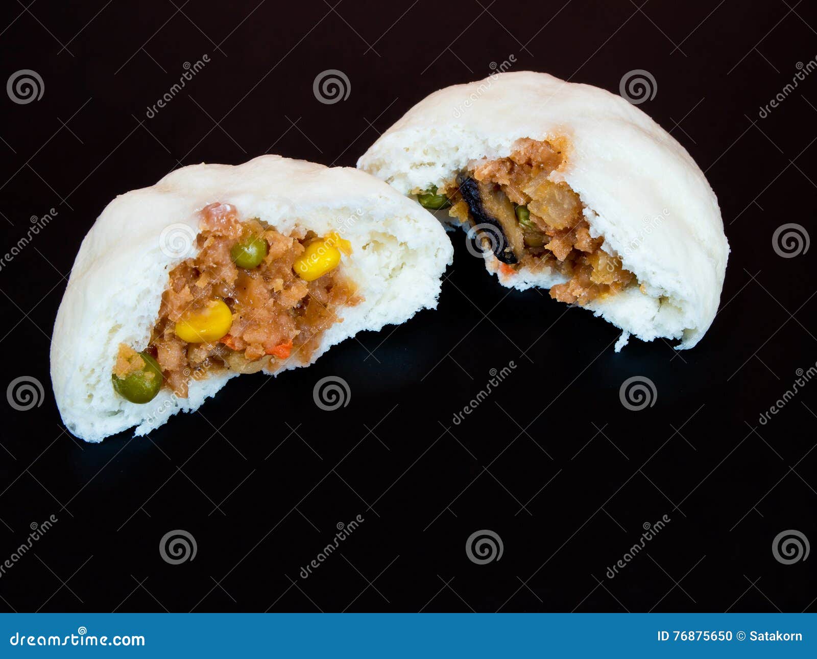 Vegetable Stuffed Inside Vegetarian Steamed Dumpling Stock Photo ...