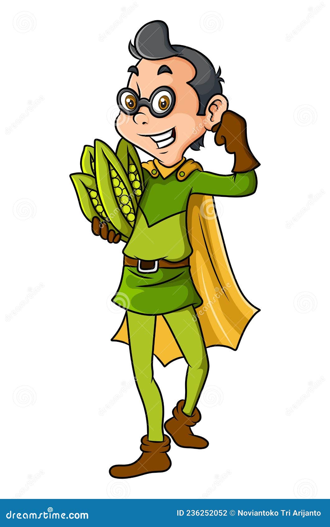 The Vegetable Superhero with the Peas Stock Vector - Illustration of ...
