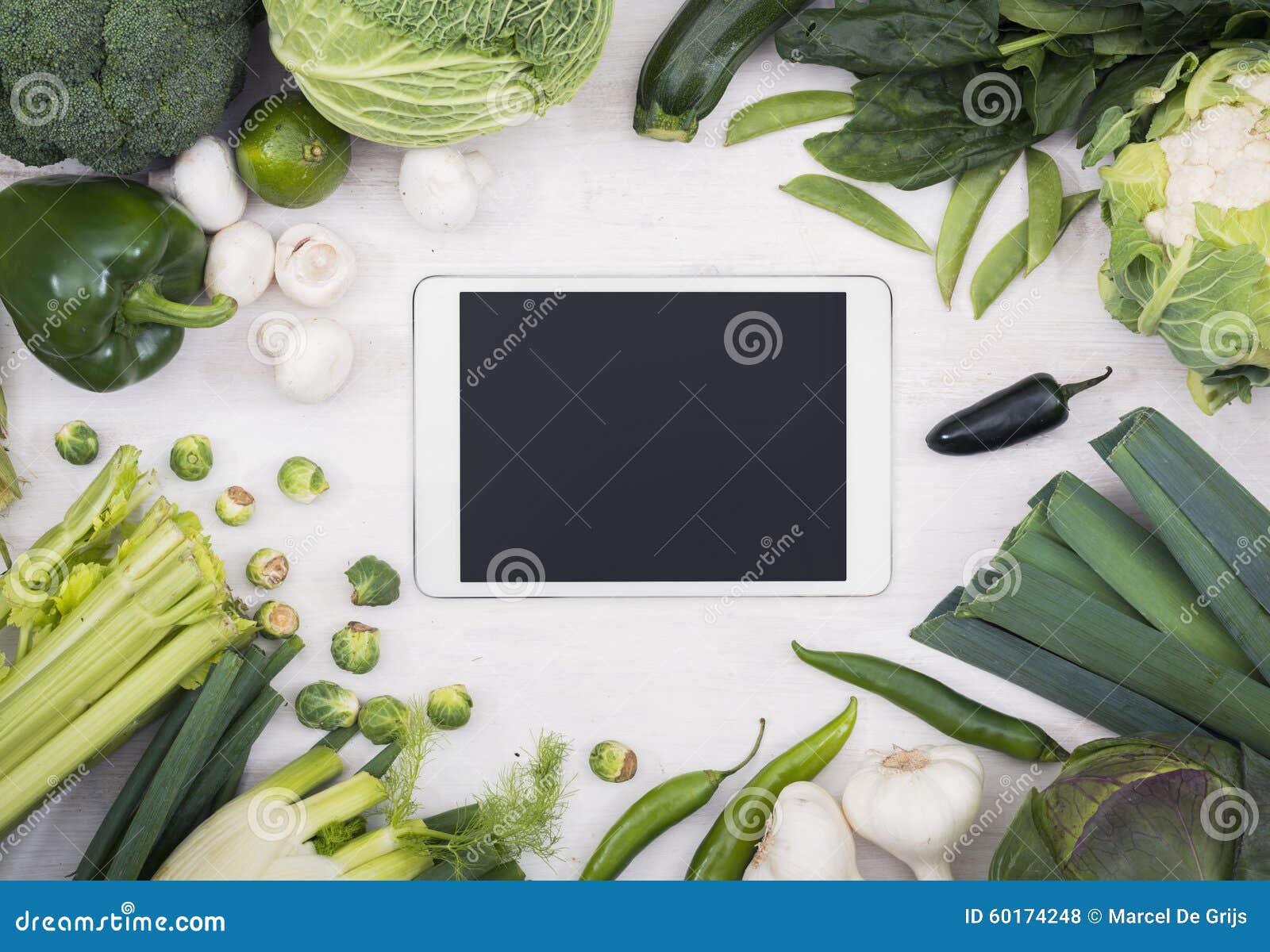 Vegetable tablet pc mockup stock photo. Image of antioxidants - 60174248
