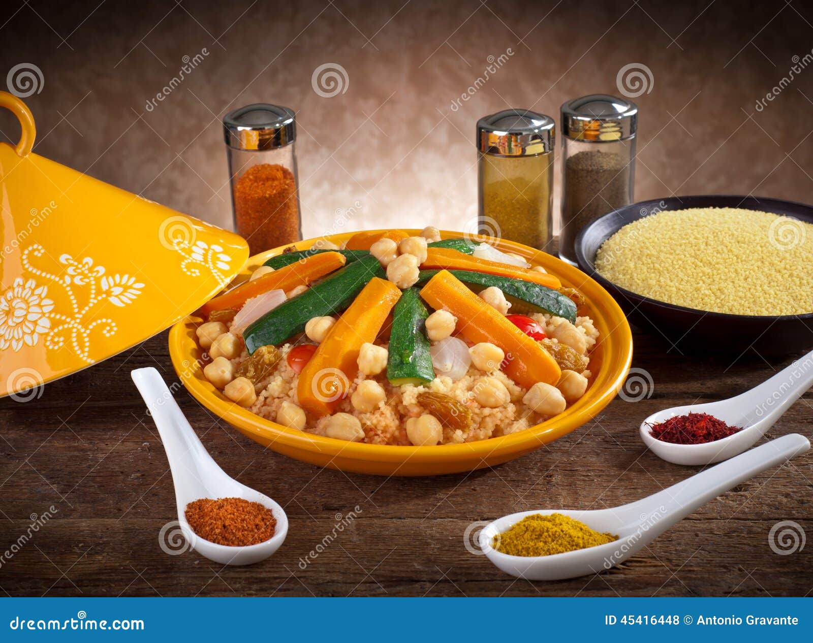 Vegetable Tagine with Cous Cous and Spices Stock Photo - Image of ...
