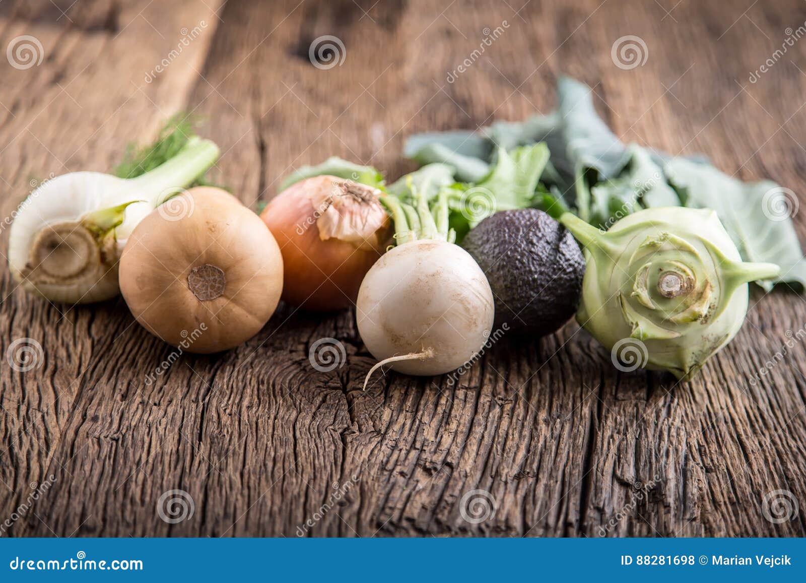 Vegetable. Top View Assortment Fresh Vegetable On Old Oak Table Stock ...