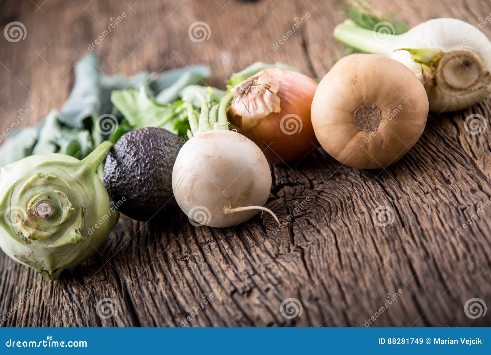 Vegetable. Top View Assortment Fresh Vegetable On Old Oak Table Royalty ...