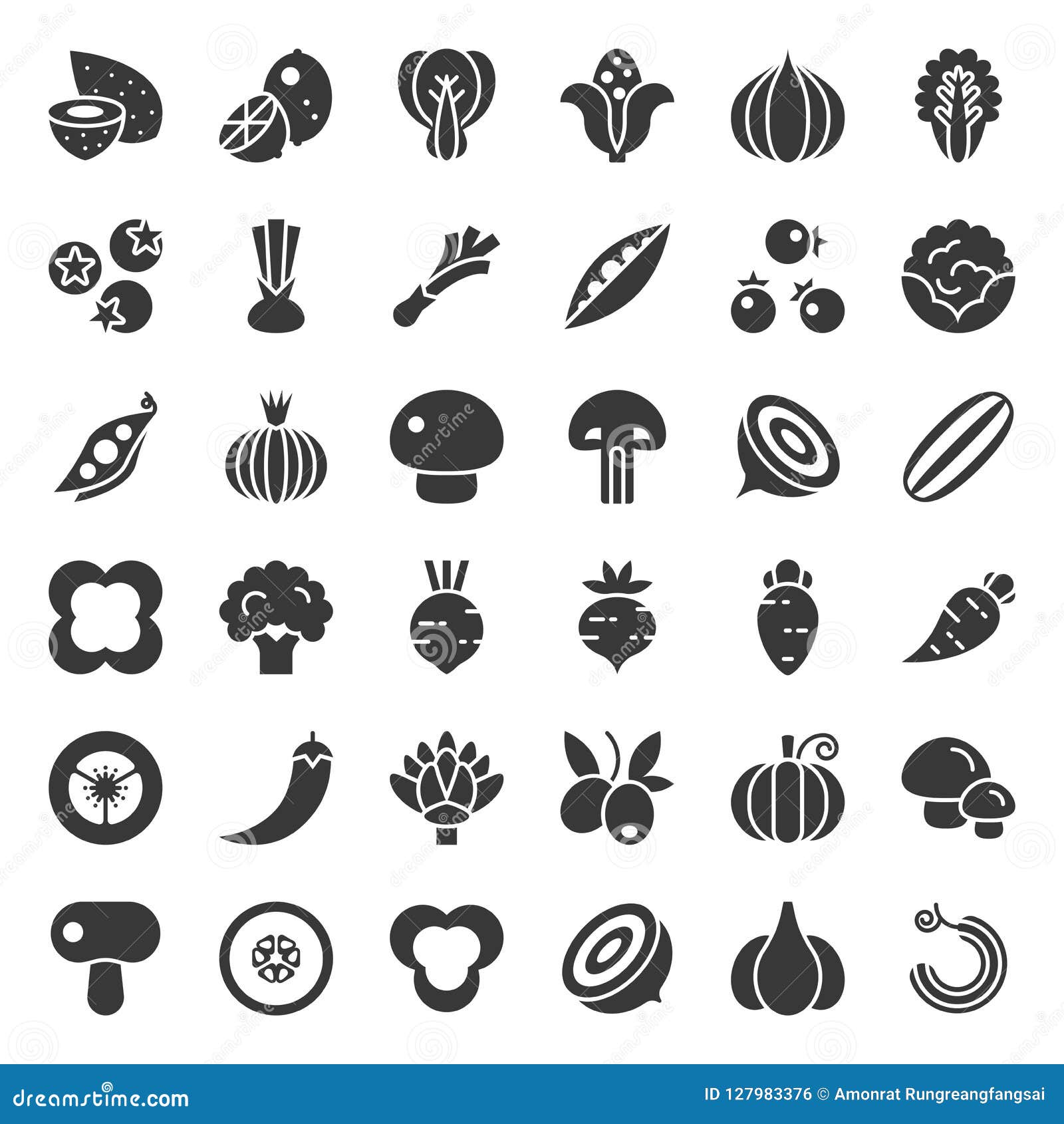 Vegetable Vector Icon Set 2/2, Solid Style Stock Vector - Illustration ...