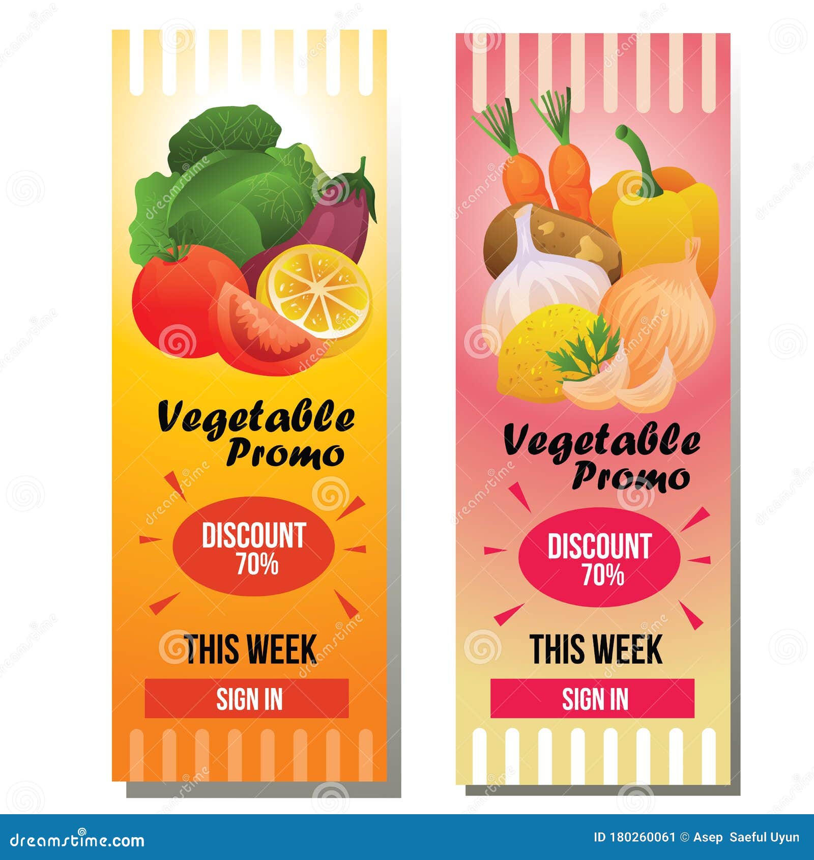 Vegetable Vertical Banner Promotional Template Stock Vector ...