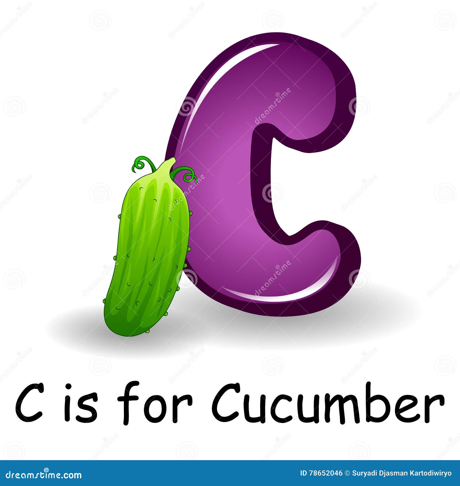 Vegetables Alphabet: C is for Cucumber Stock Vector - Illustration of ...