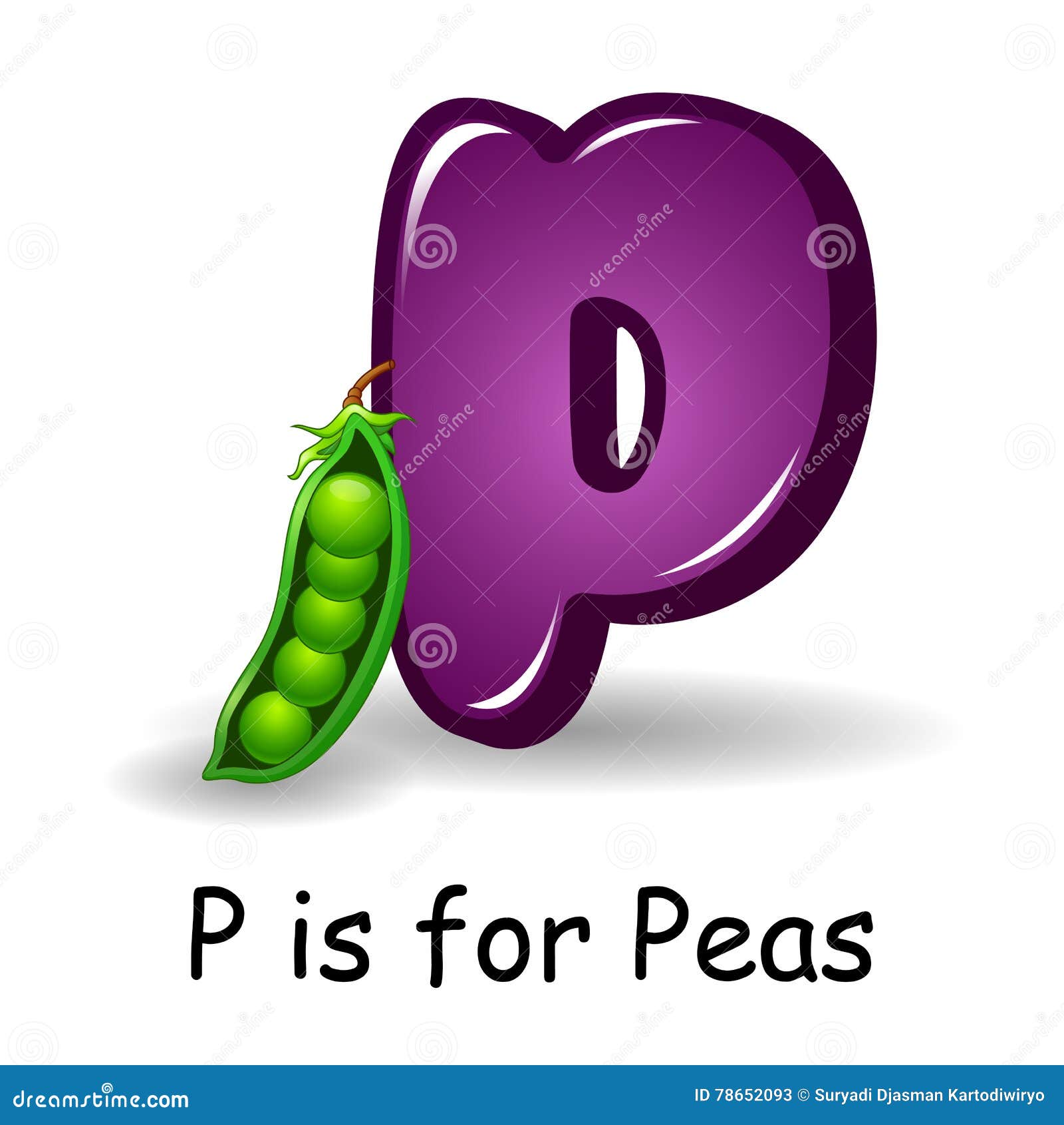 Vegetables Alphabet: P is for Peas Stock Vector - Illustration of ...