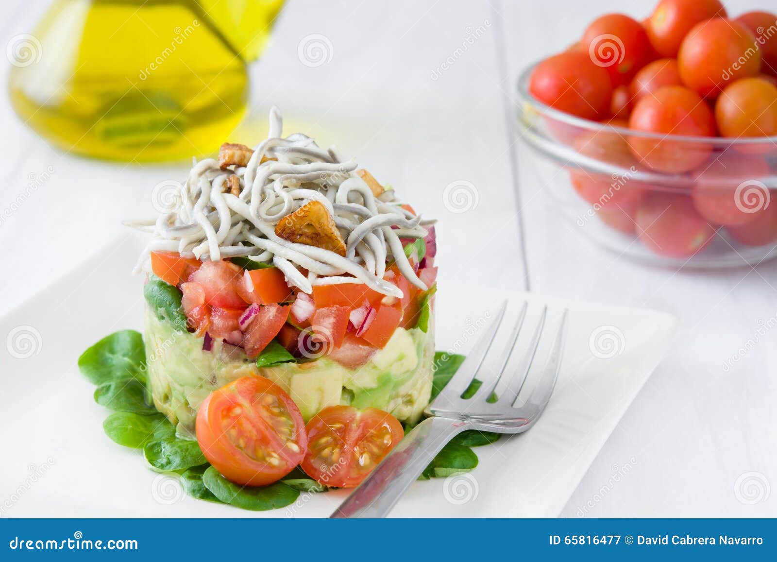 Vegetables and Baby Eel or Elvers Tartar Stock Image - Image of food ...