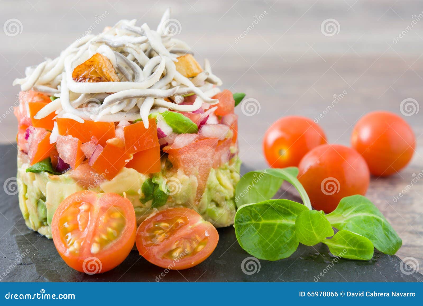 Vegetables and Baby Eel or Elvers Tartar Stock Photo - Image of ...