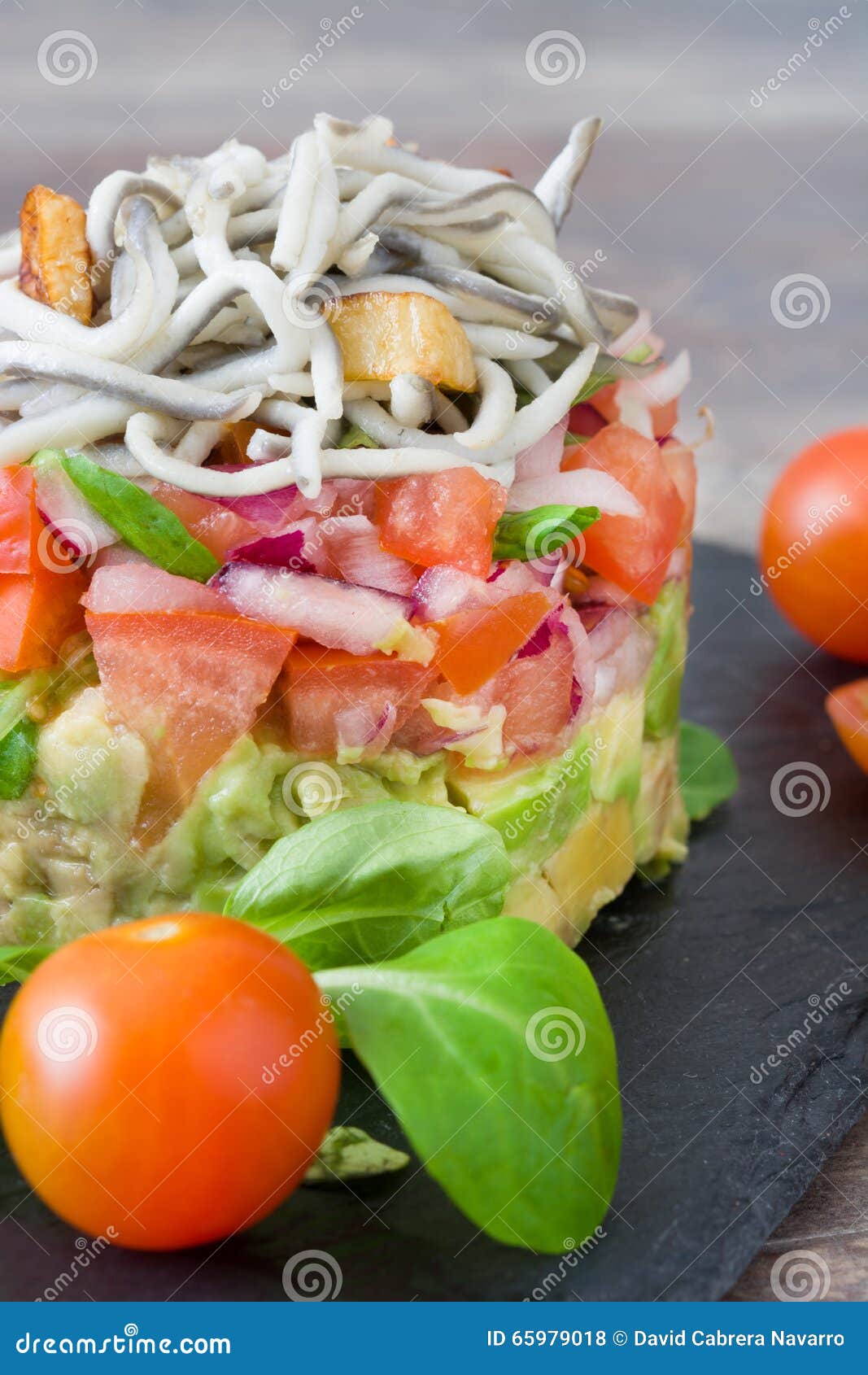 Vegetables and Baby Eel or Elvers Tartar Stock Photo - Image of eels ...